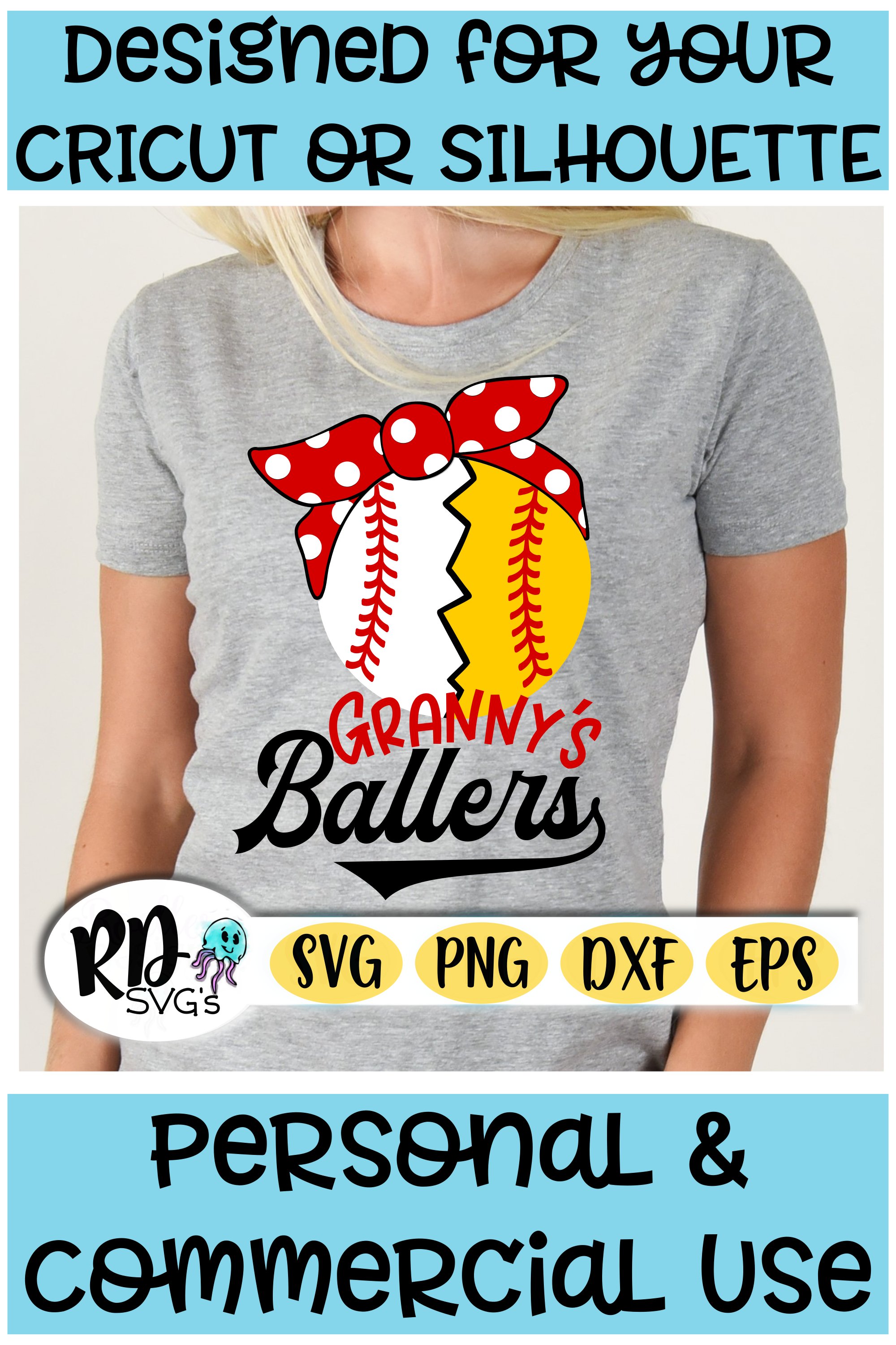 Granny's Ballers - A Baseball Softball Bandana Cut File (259477) | Cut ...