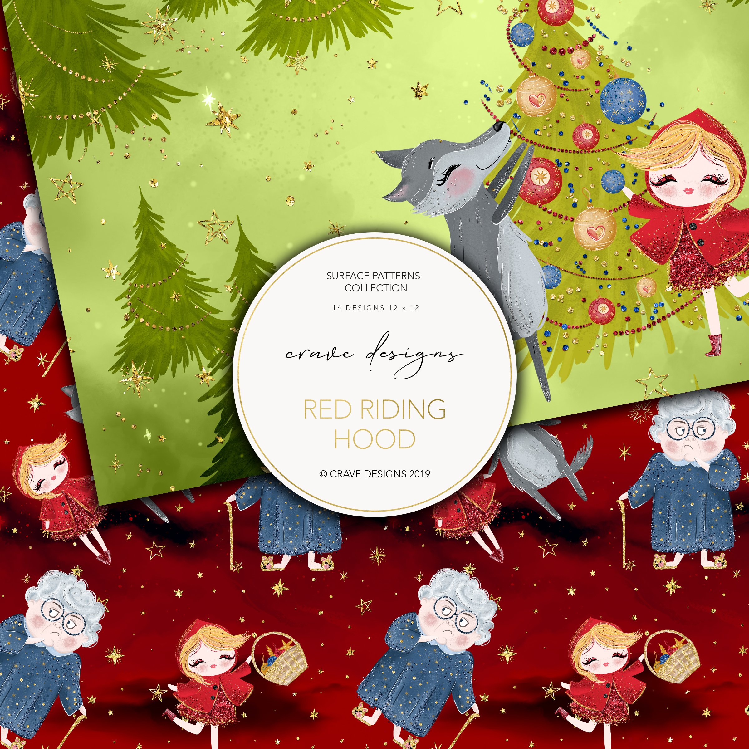 Red Riding Hood Patterns (513017) | Patterns | Design Bundles
