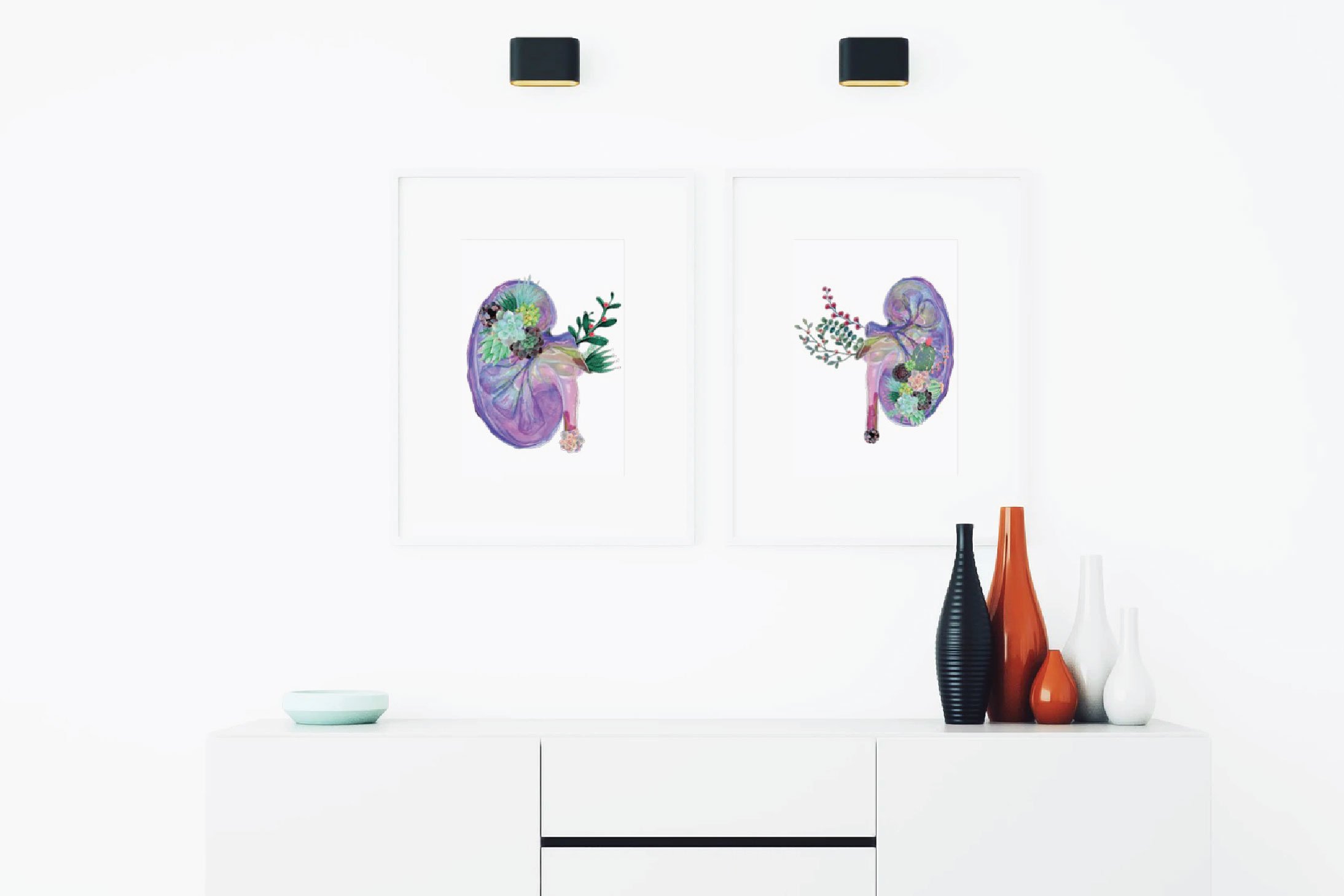 Succulent and cactus floral anatomical kidneys decor design. (532107 ...