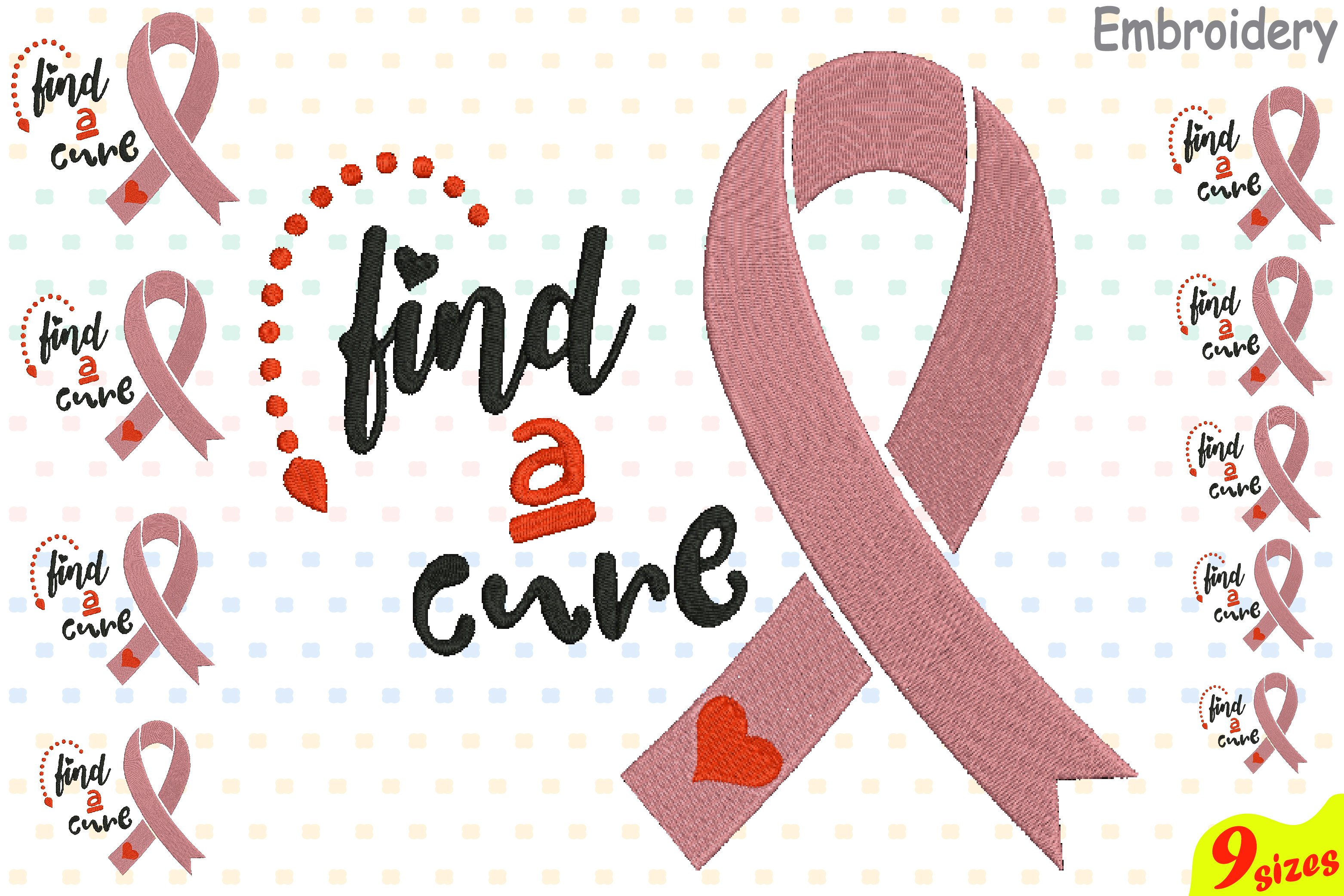 Breast Cancer Ribbon Designs for Embroidery Machine Instant Download ...