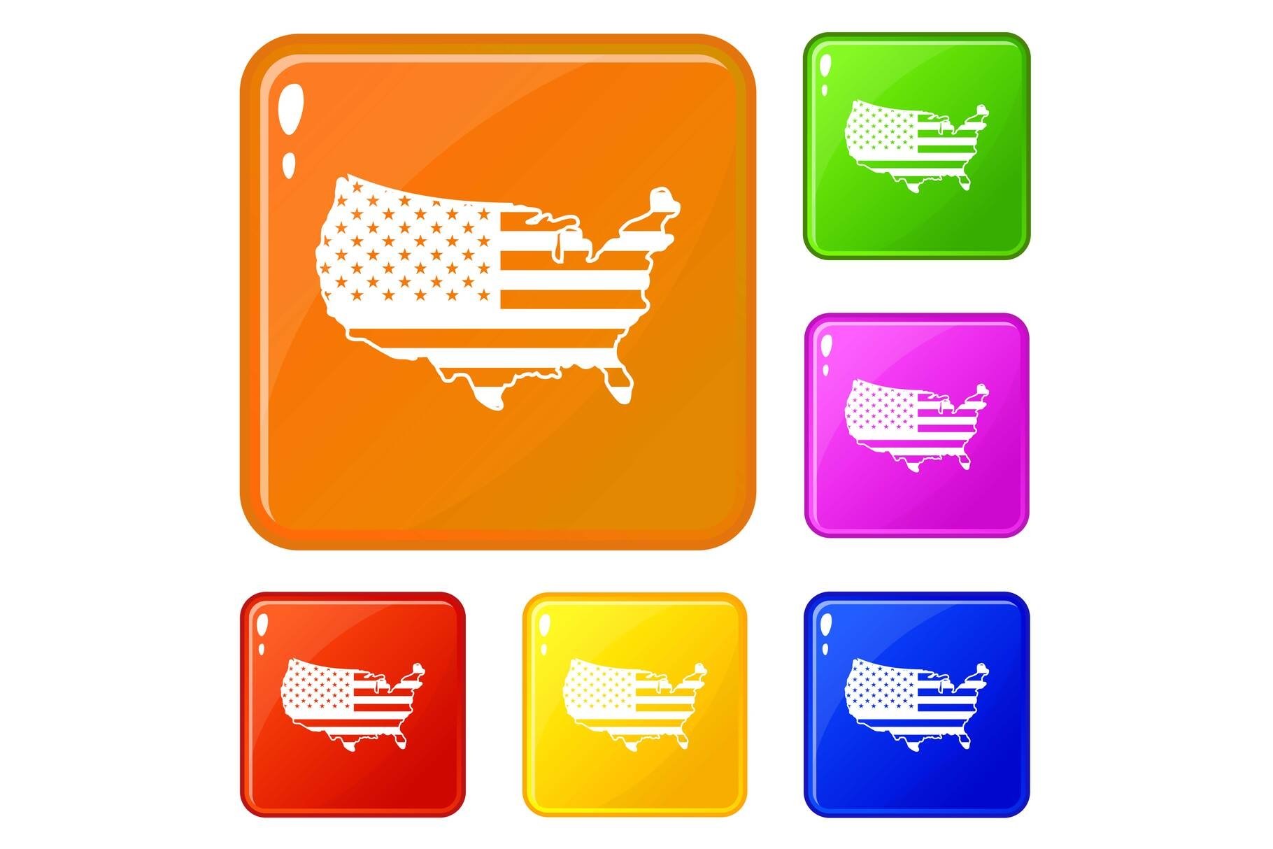 USA map icons set vector color (527313) | Icons | Design Bundles