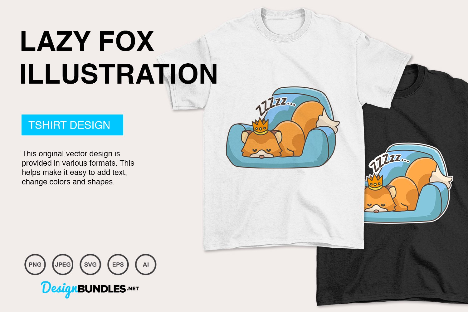 Lazy Fox Vector Illustration