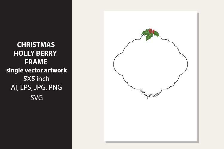 Christmas Holly Berry frame - single vector artwork (1036335 ...