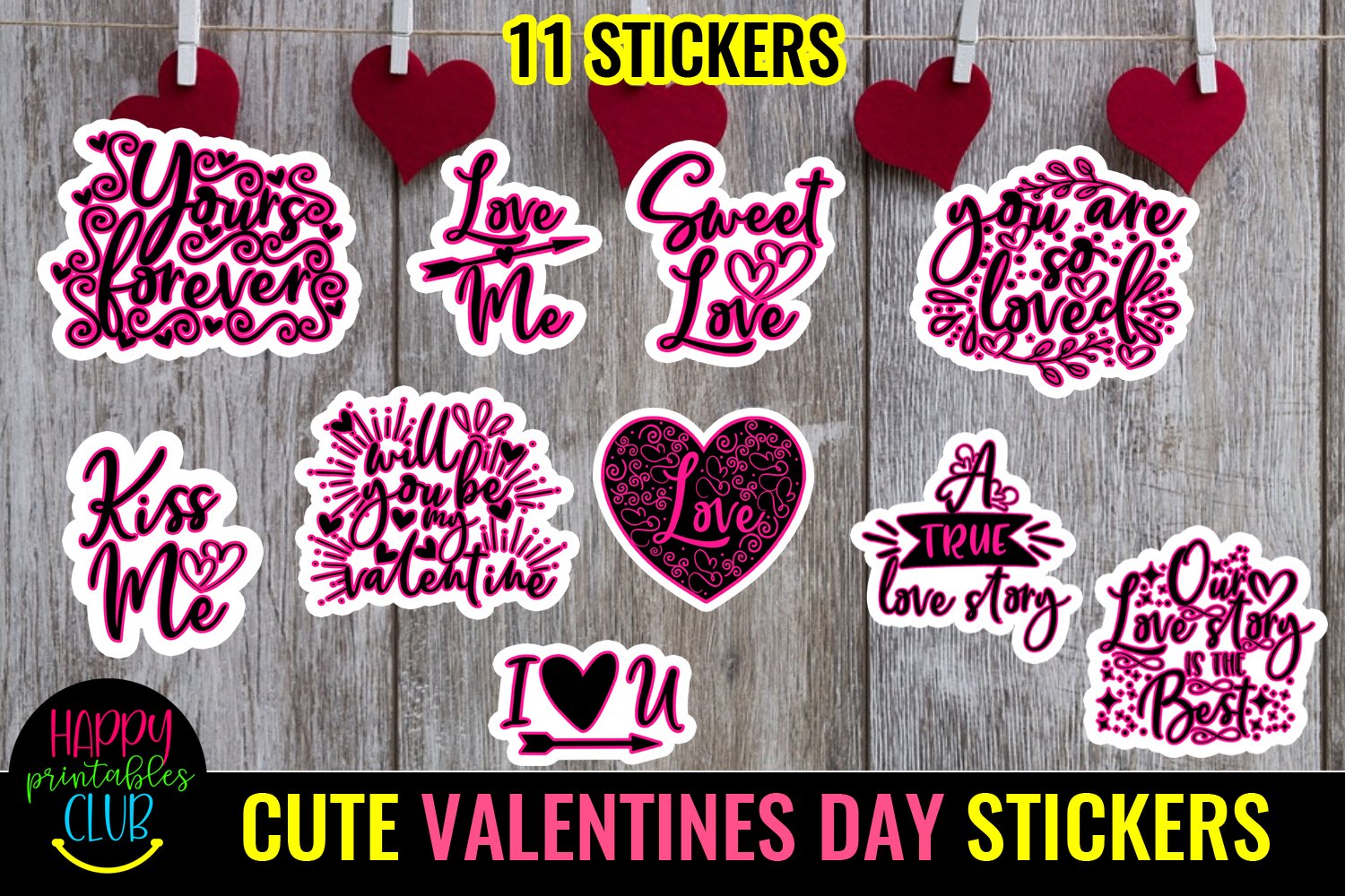 Cute Valentines Day Stickers- Romantic Love Stickers (1091246 ...