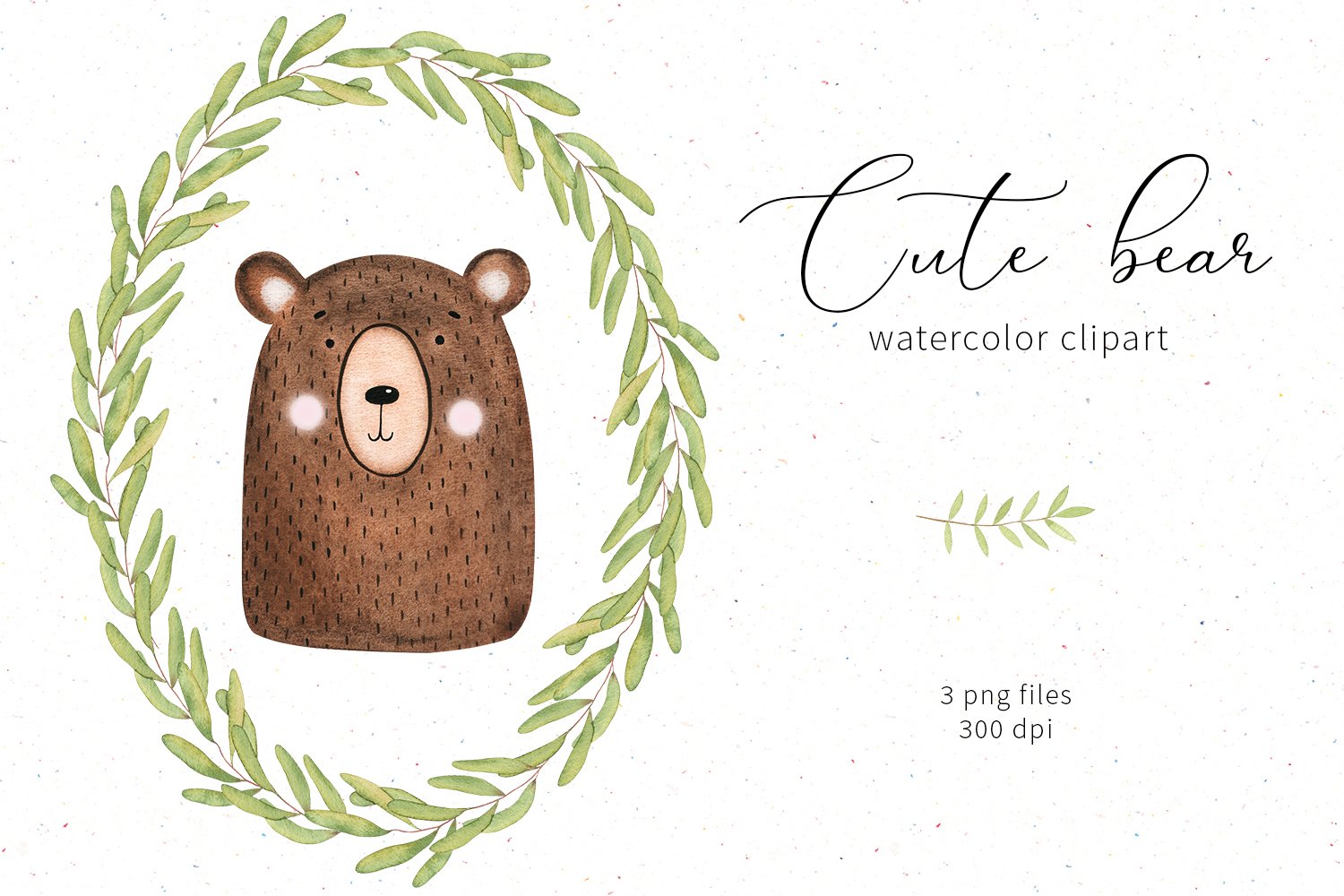 Cute bear watercolor animal clipart. (1305765) | Illustrations | Design ...