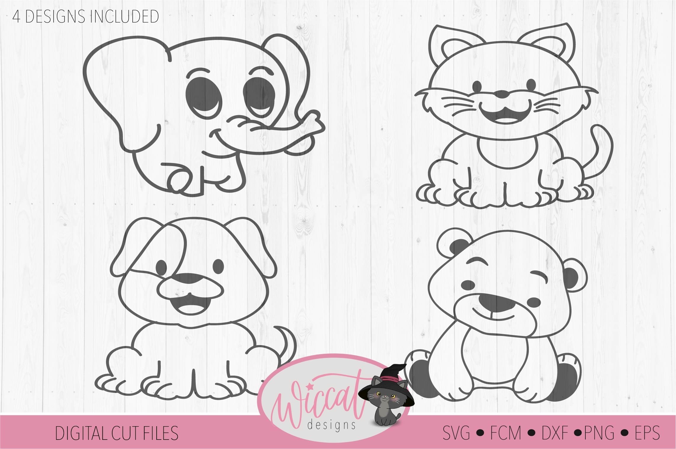 Cute Coloring animal cut files, collection baby animals (141663) | SVGs ...