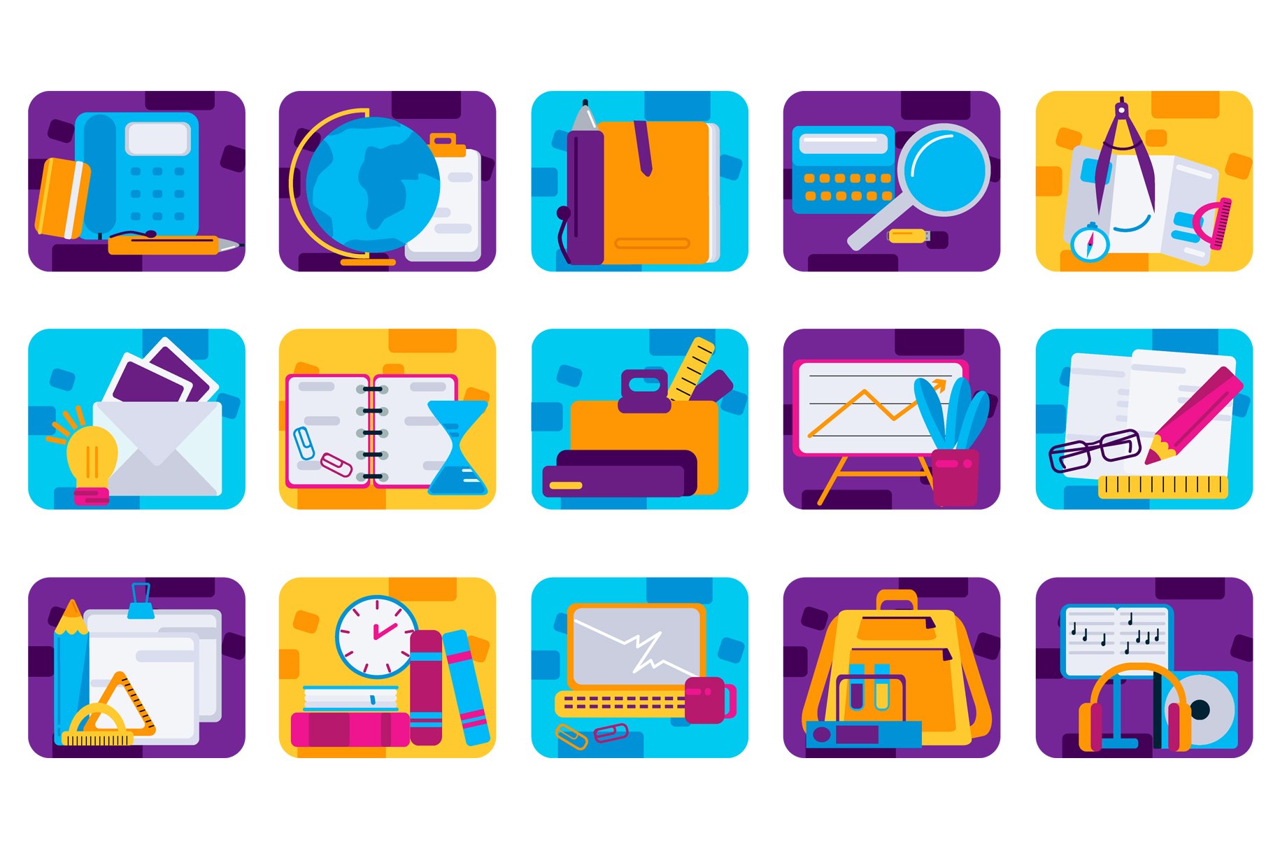 Business and educational icons set, flat style (1407033) | Icons ...
