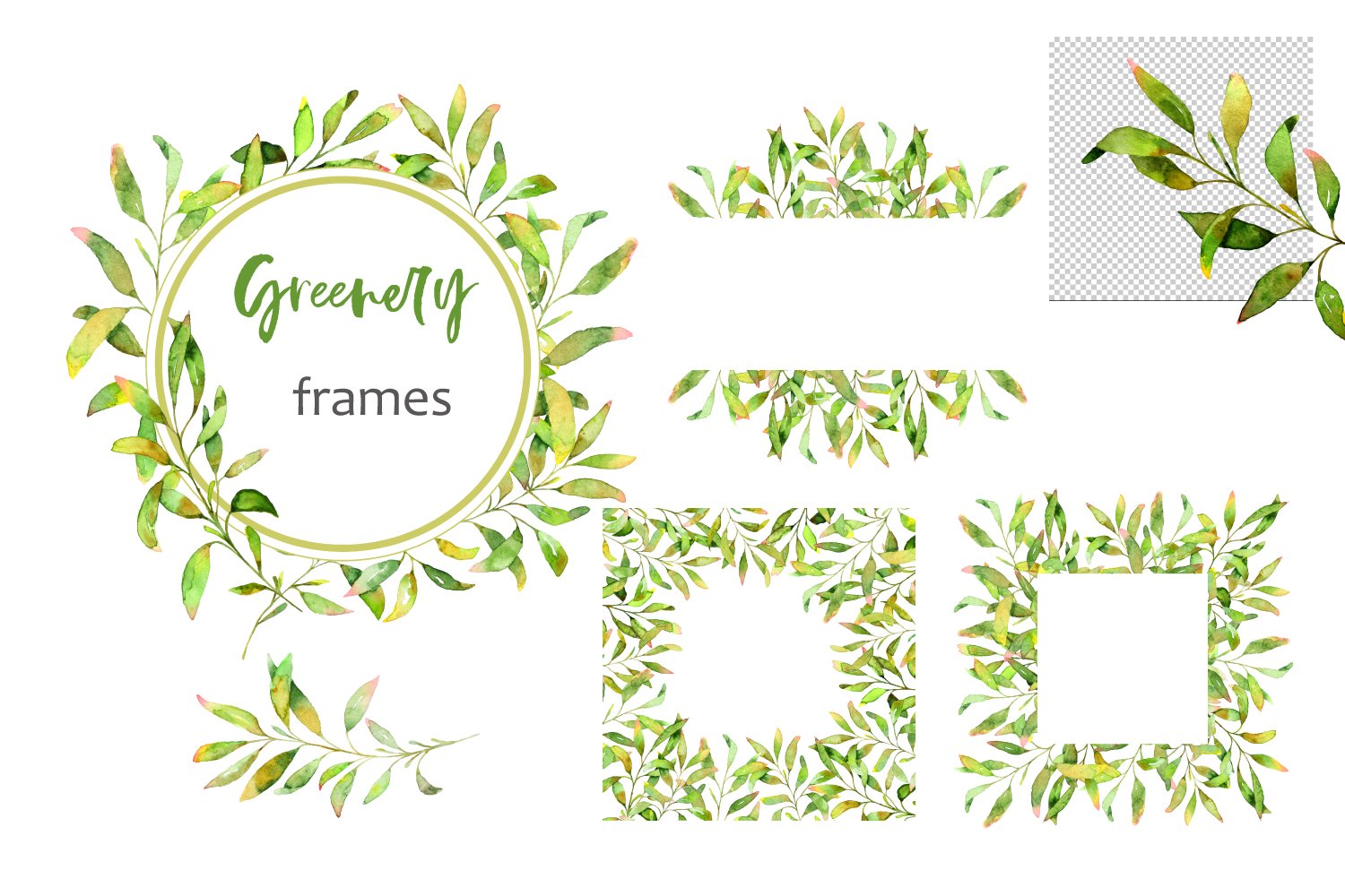 Greenery Collection. Watercolor set (83833) | Illustrations | Design ...