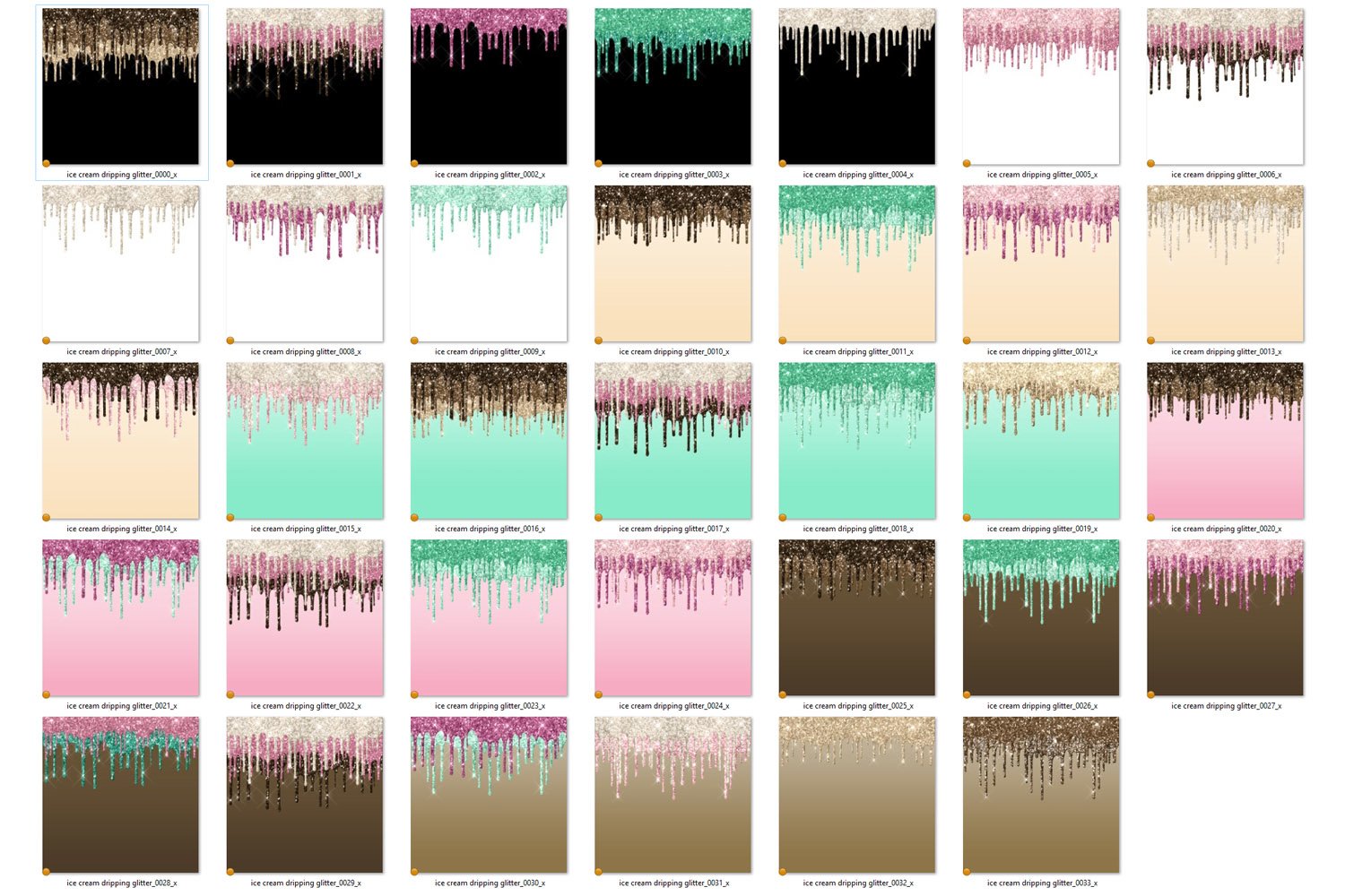 Ice Cream Dripping Glitter Digital Paper (424390) | Illustrations ...