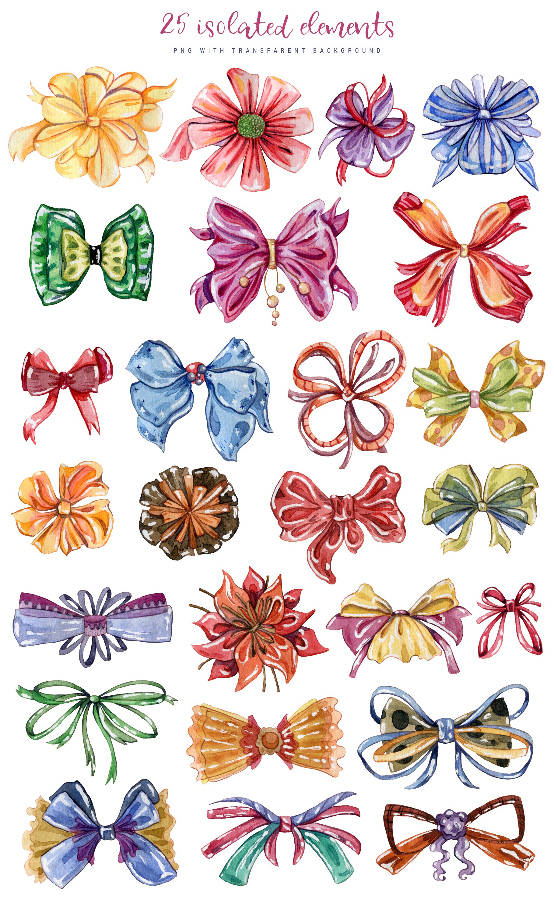Watercolor bows (561900) | Illustrations | Design Bundles