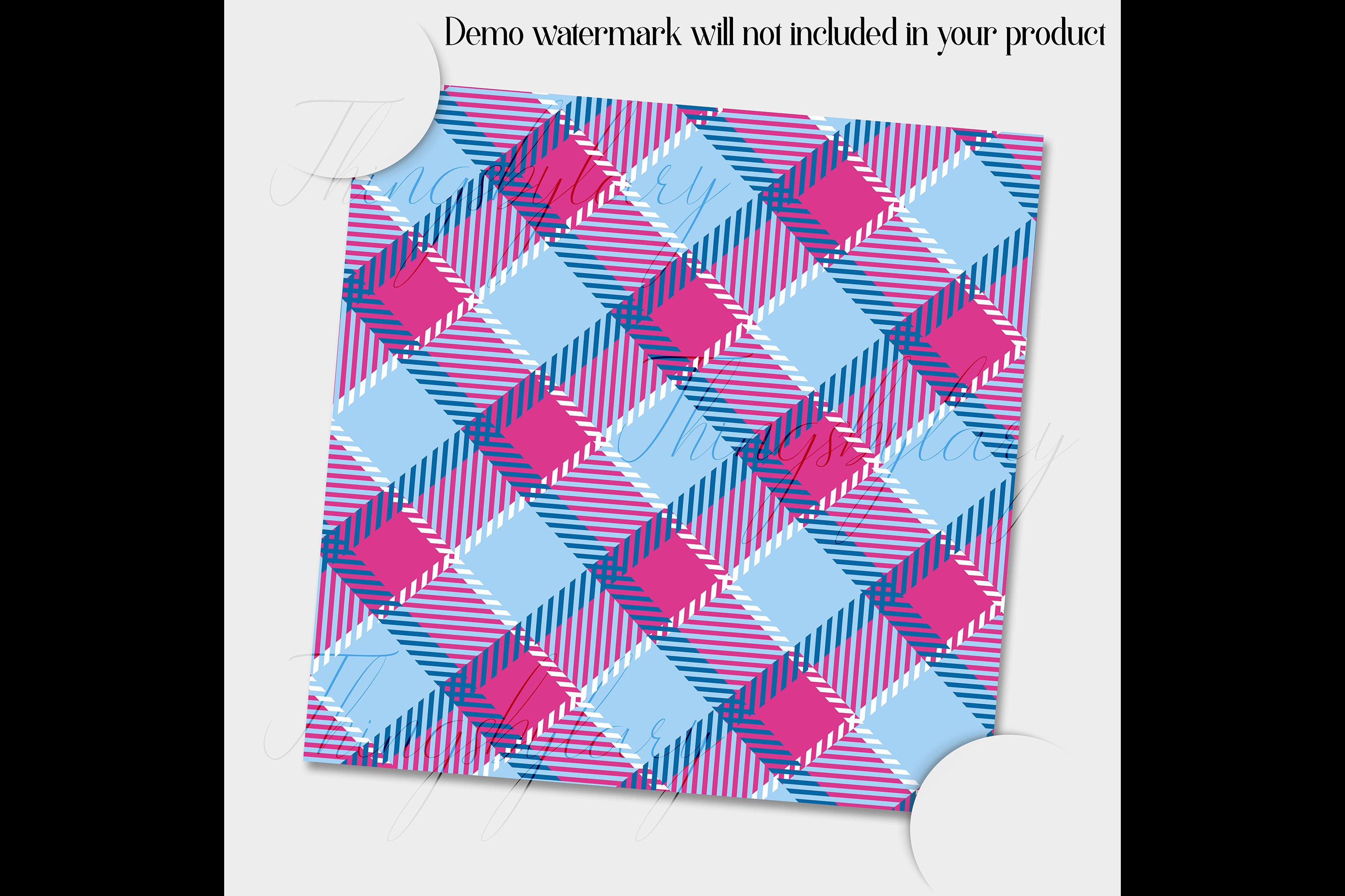 24 Pink and Blue Plaid Digital Papers, Tartan, Gingham (135057 ...