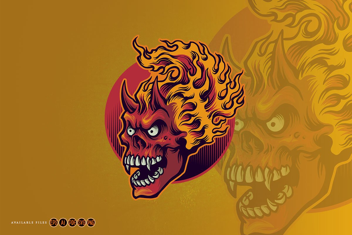 Burning evil skull (1123973) | Sublimation | Design Bundles
