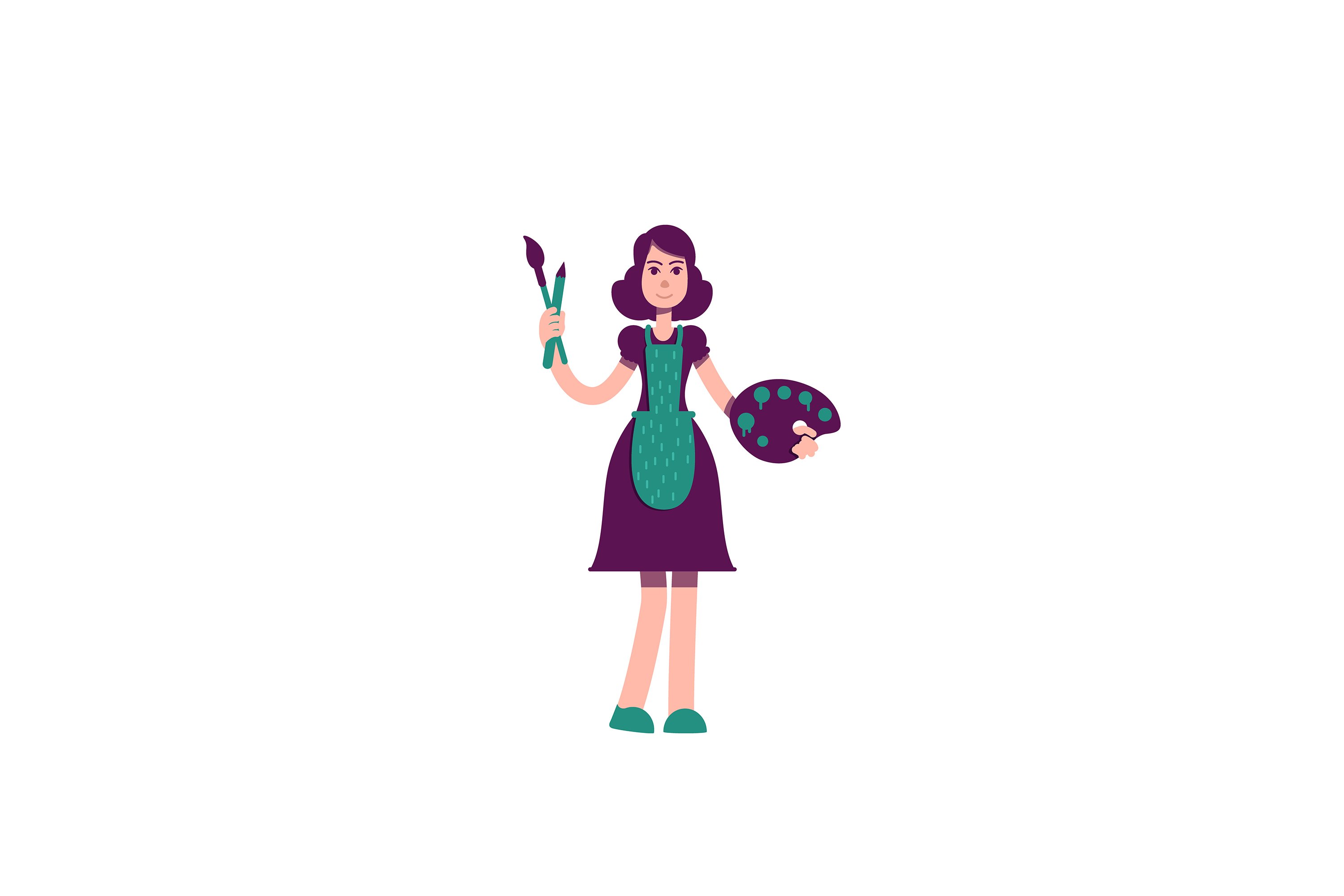 Female artist flat color vector character (955170) | Characters ...