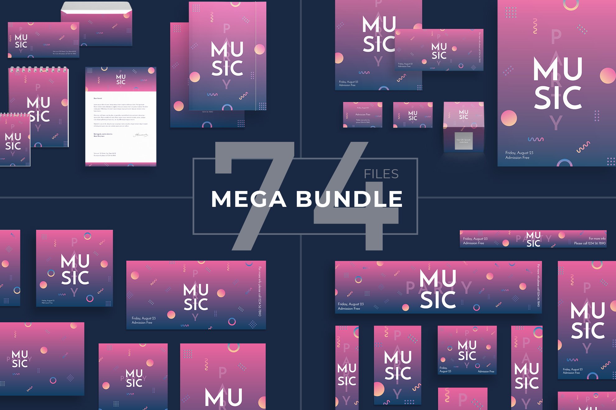 Music Party Design Templates Bundle (115501) | Customizable Templates ...