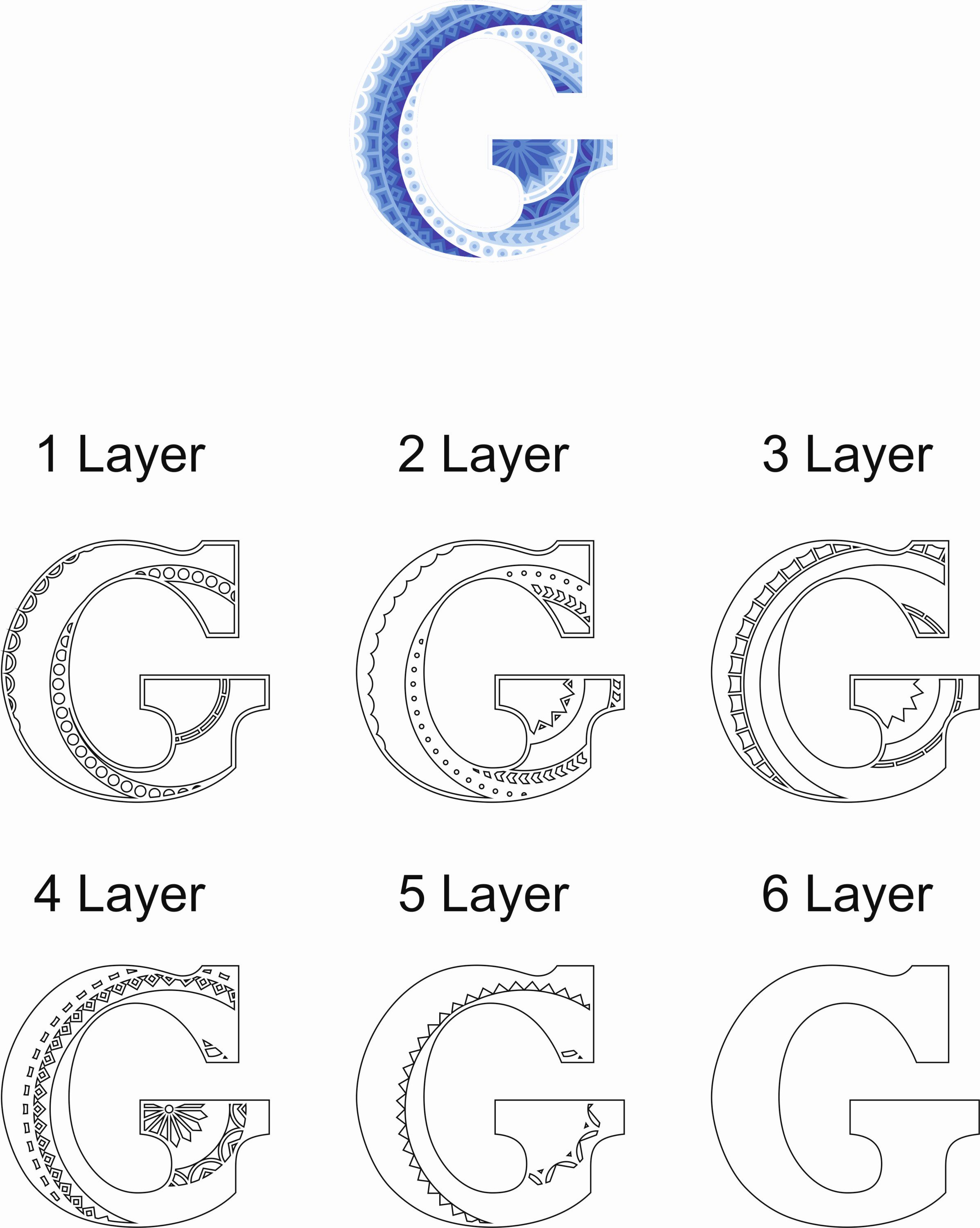 Layered Letter G, Layered letters SVG, Multilayer Letters (898034 ...