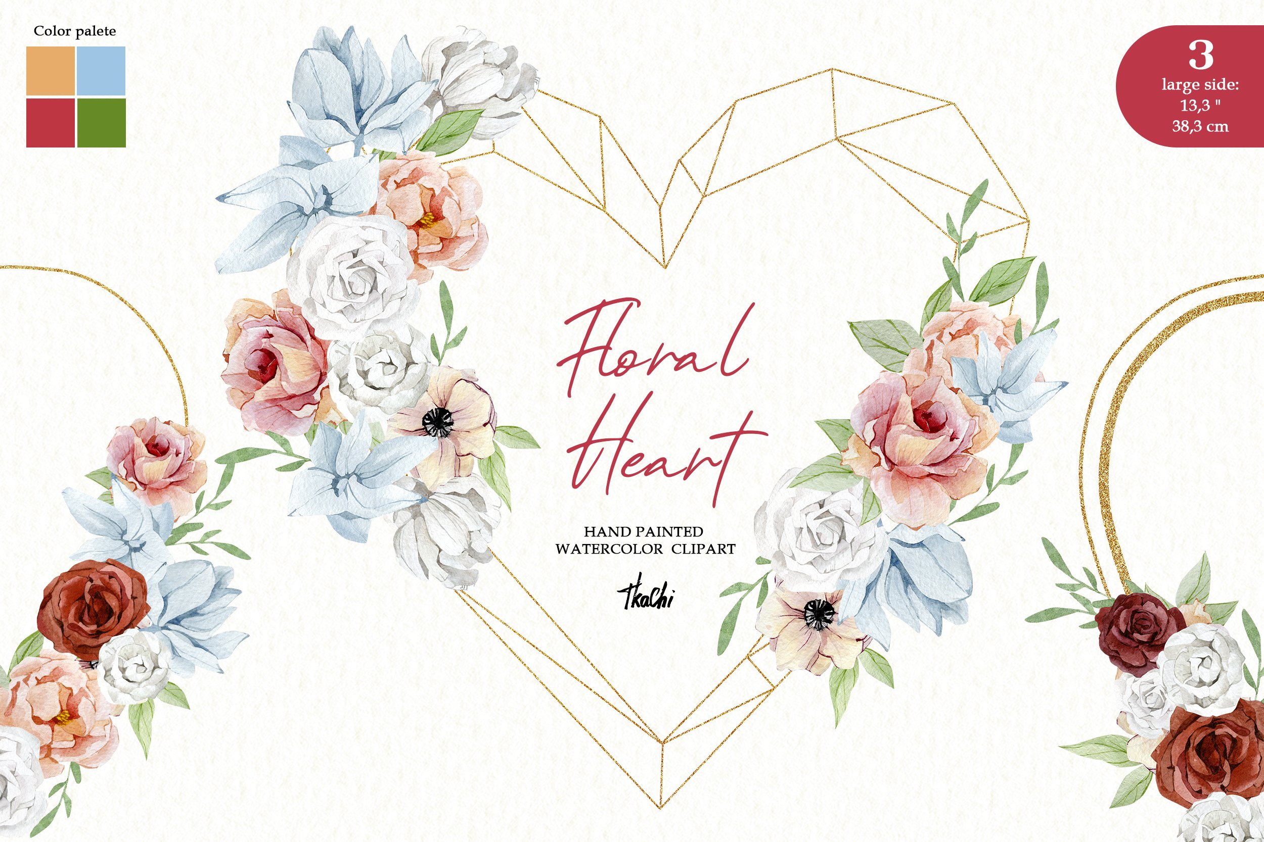 Papercraft geometric shapes valentines wreath frame bundle wedding ...