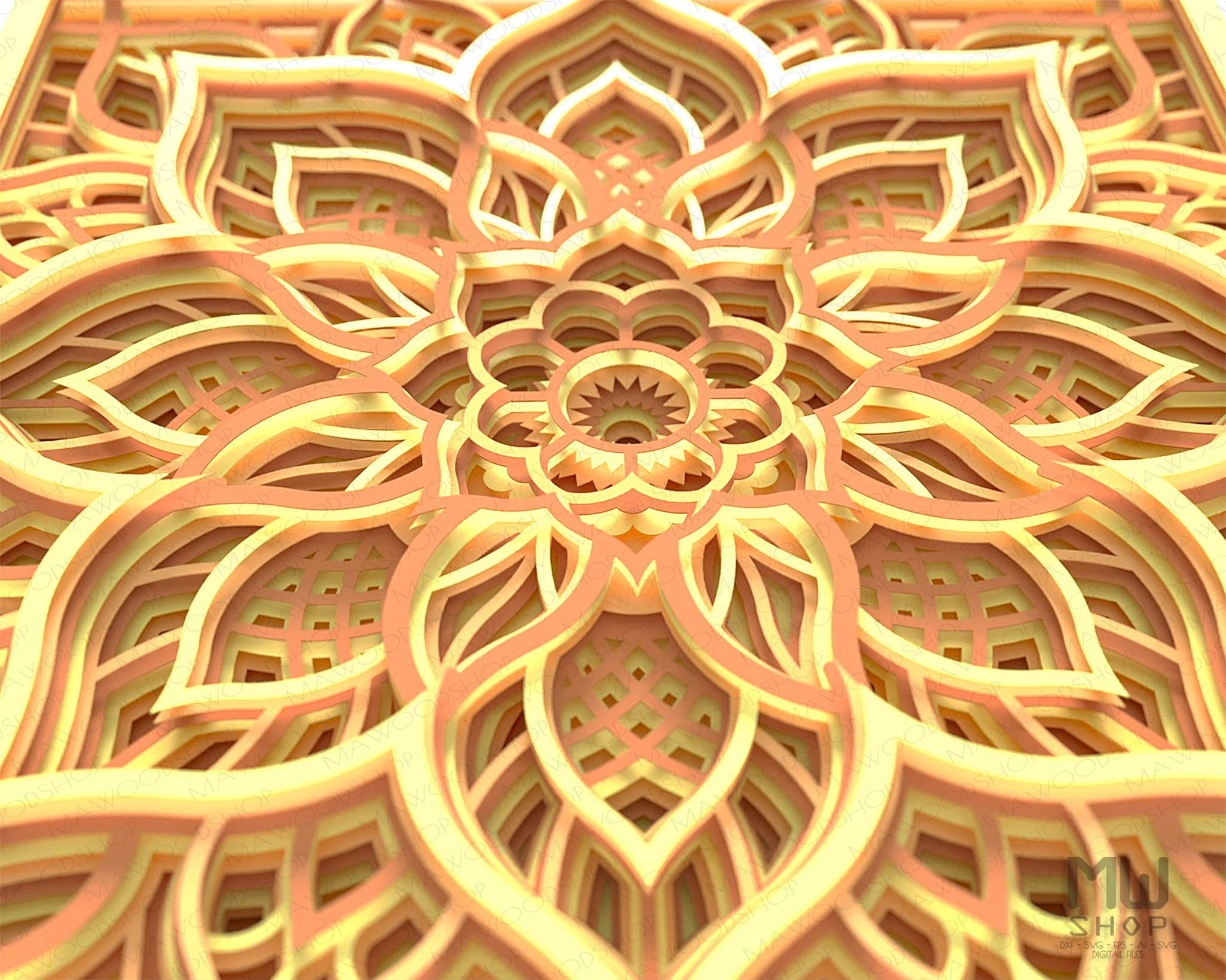 M156 - 3D Mandala Pattern Shadow Box Mandala SVG DXF (992416) | Paper ...