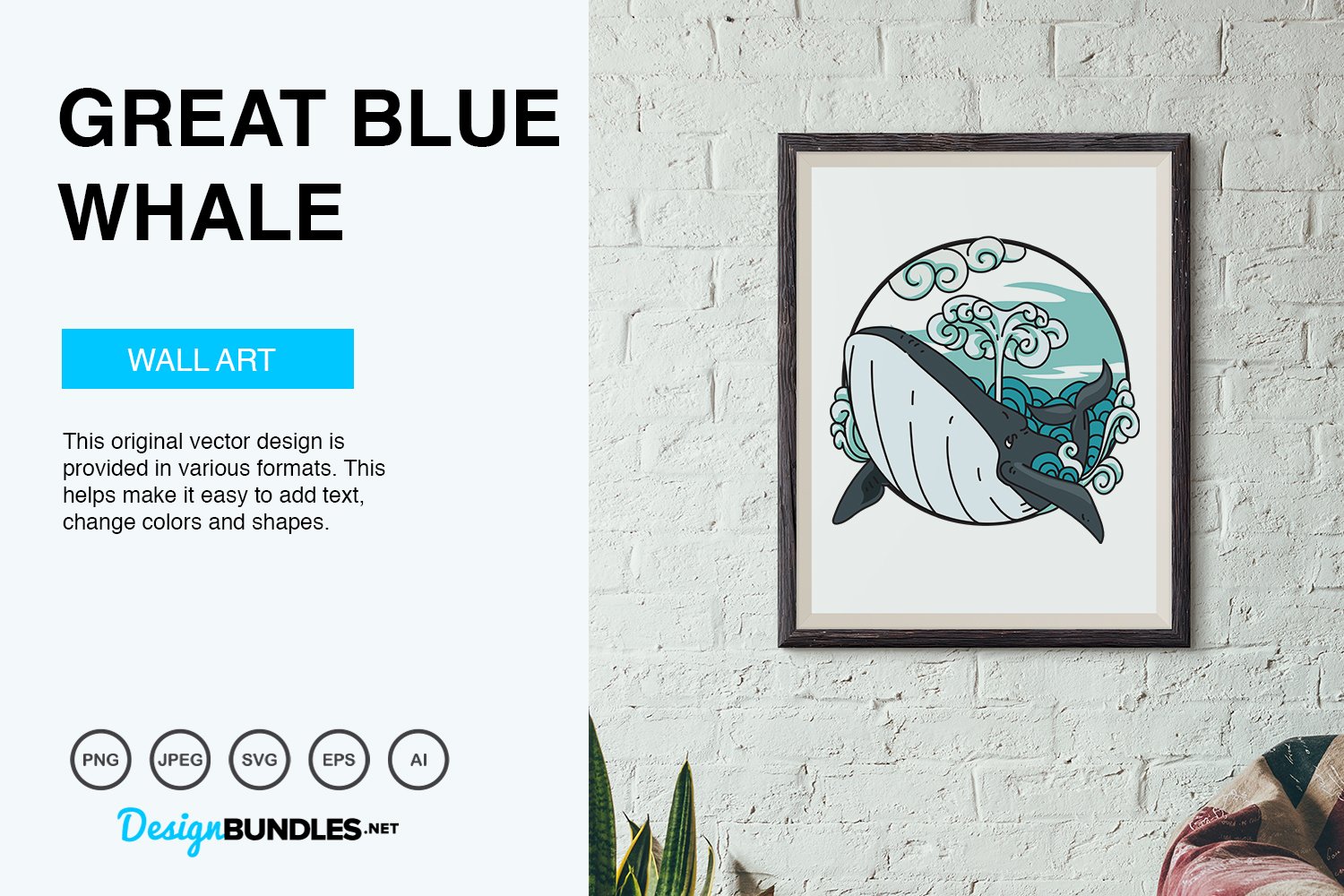 Great Blue Whale Vector Illustration