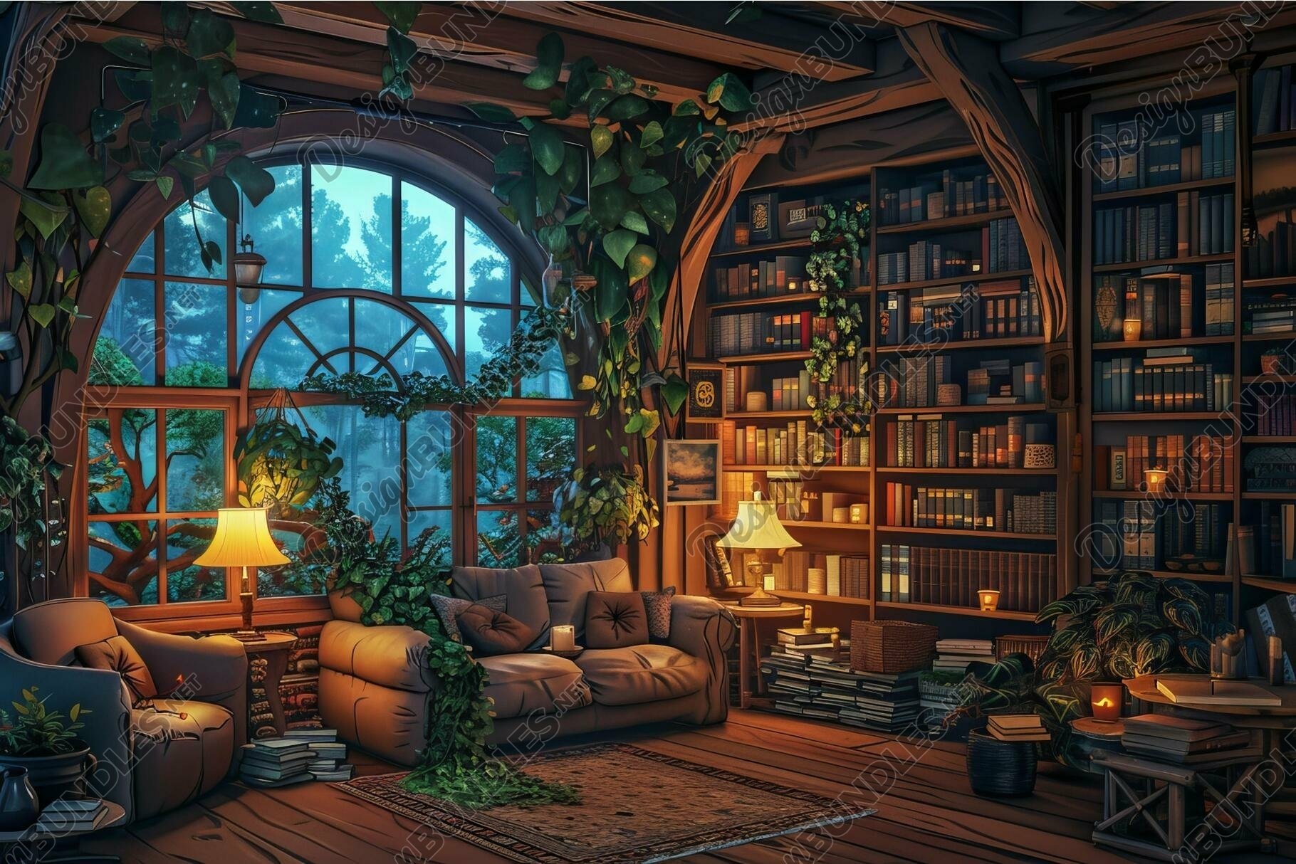 Cozy Home Library Flowers