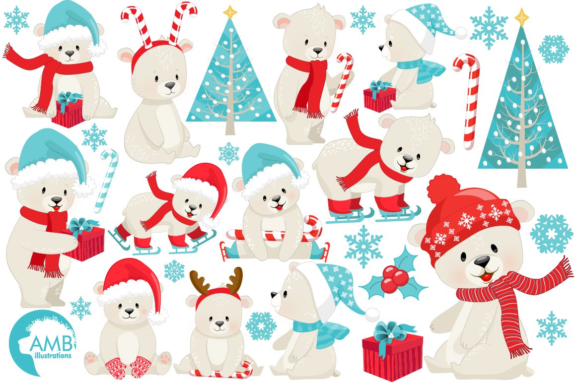 Winter Polar Bear Clip Art