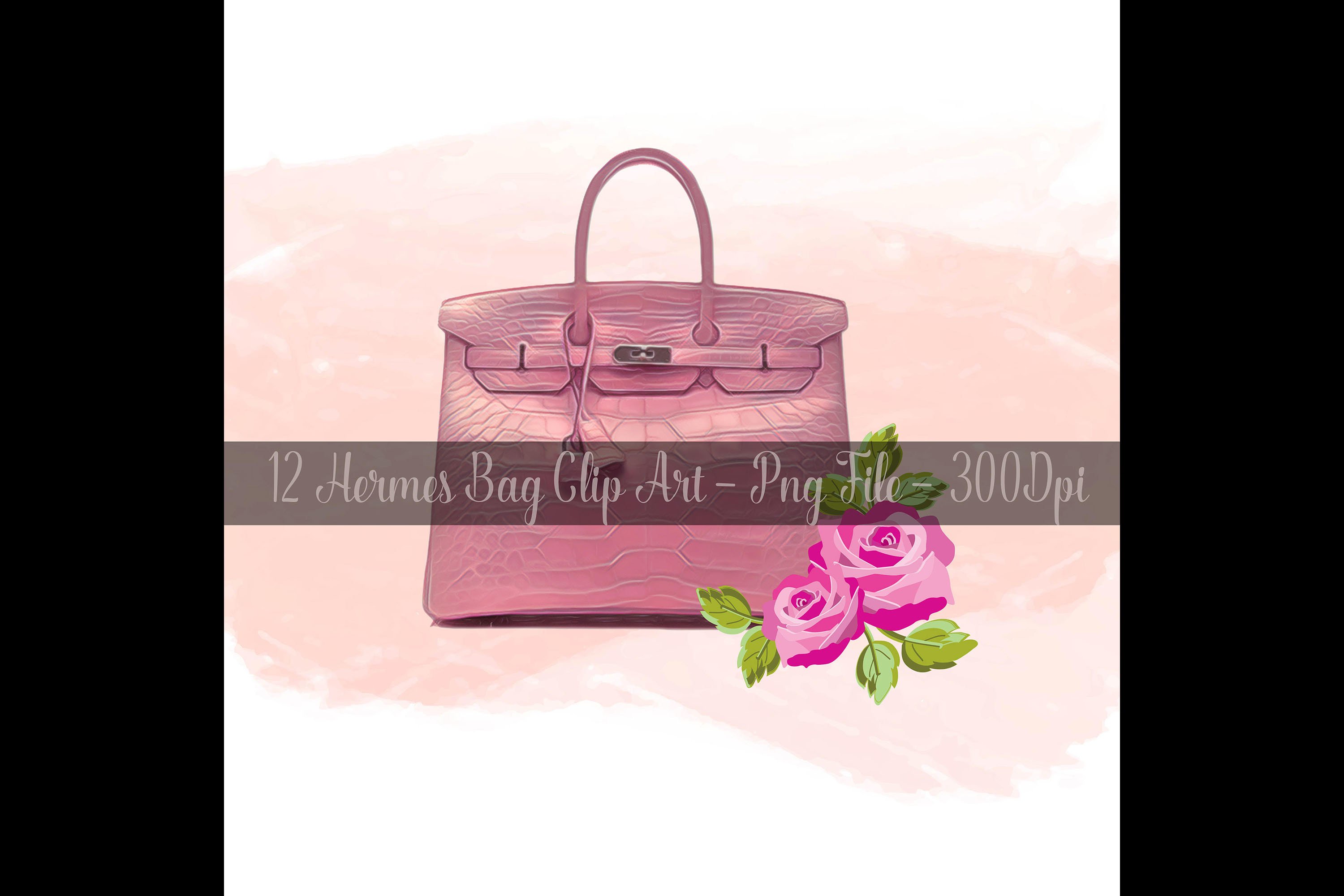 12 Painted Luxury Bags Clip Arts, Fashion and Roses Clip Art (136139 ...
