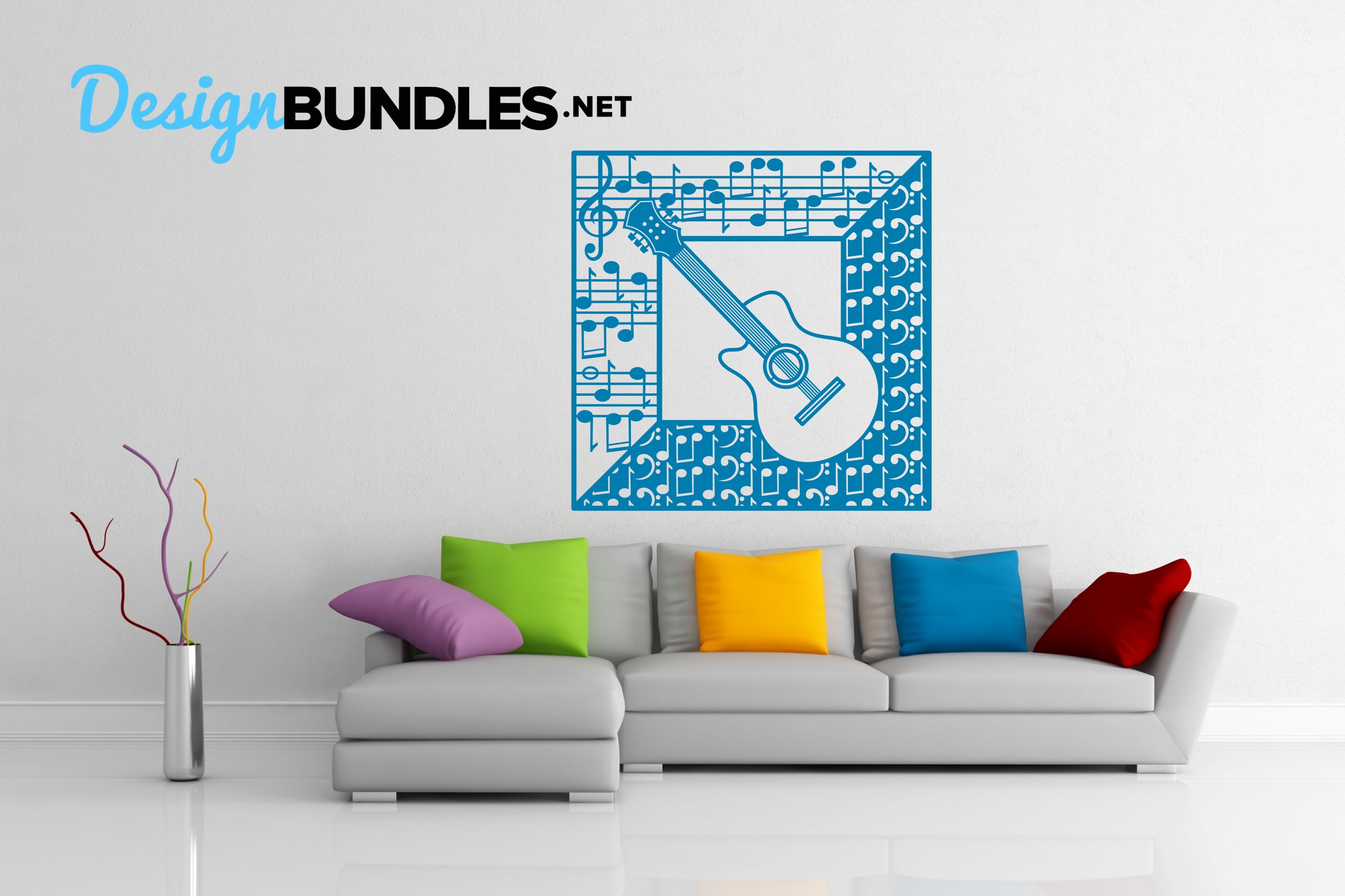 Guitar and music frame paper cut designs