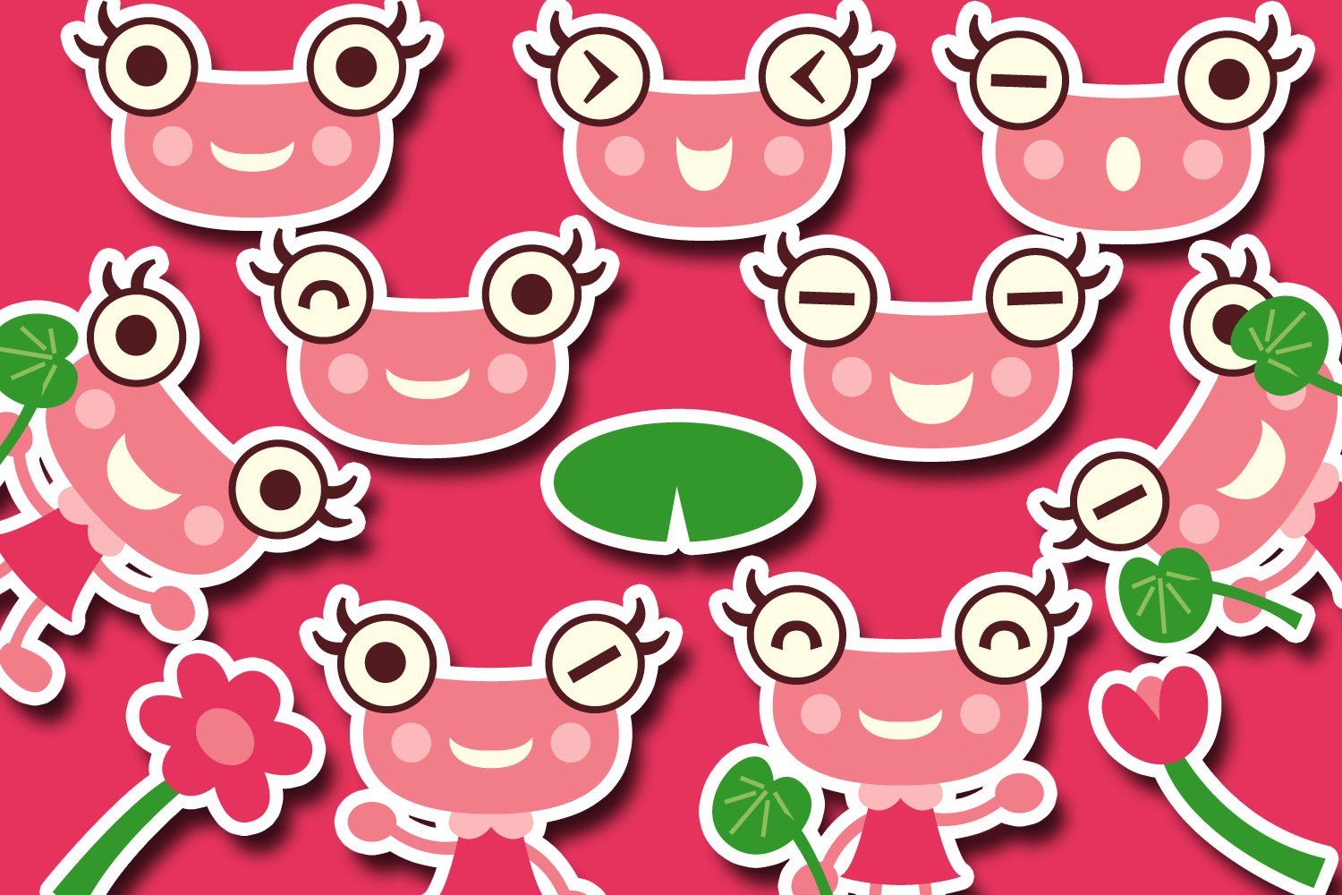 Cute pink frog design graphic illustration (83628) | Illustrations ...
