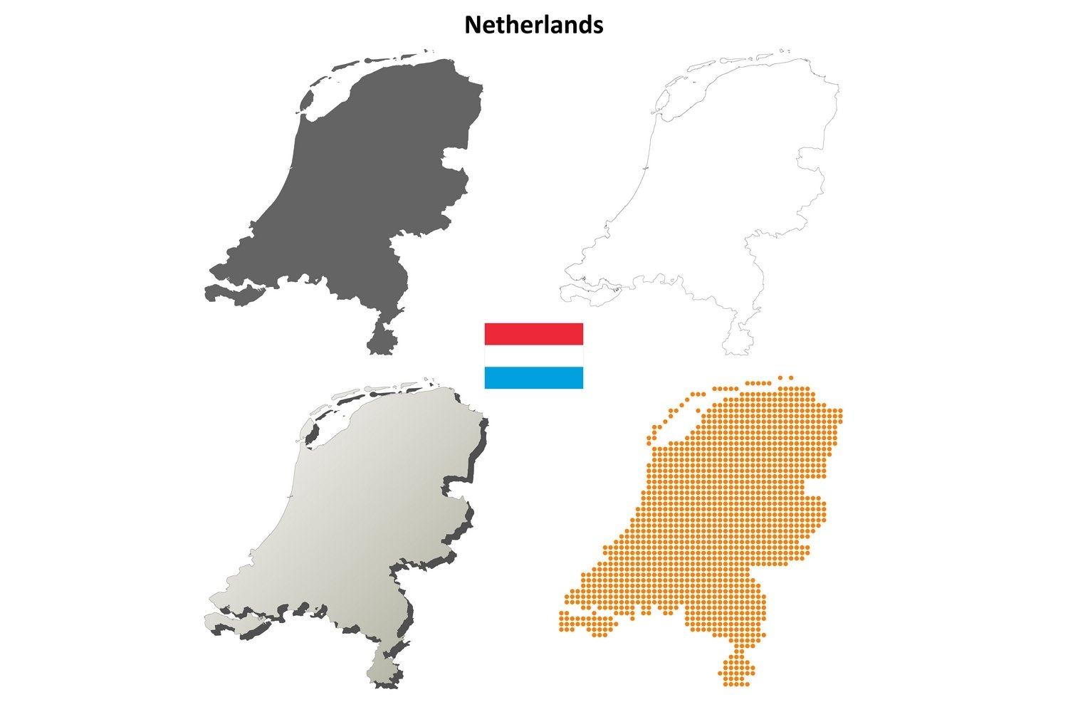 Netherlands outline map set (320047) | Illustrations | Design Bundles