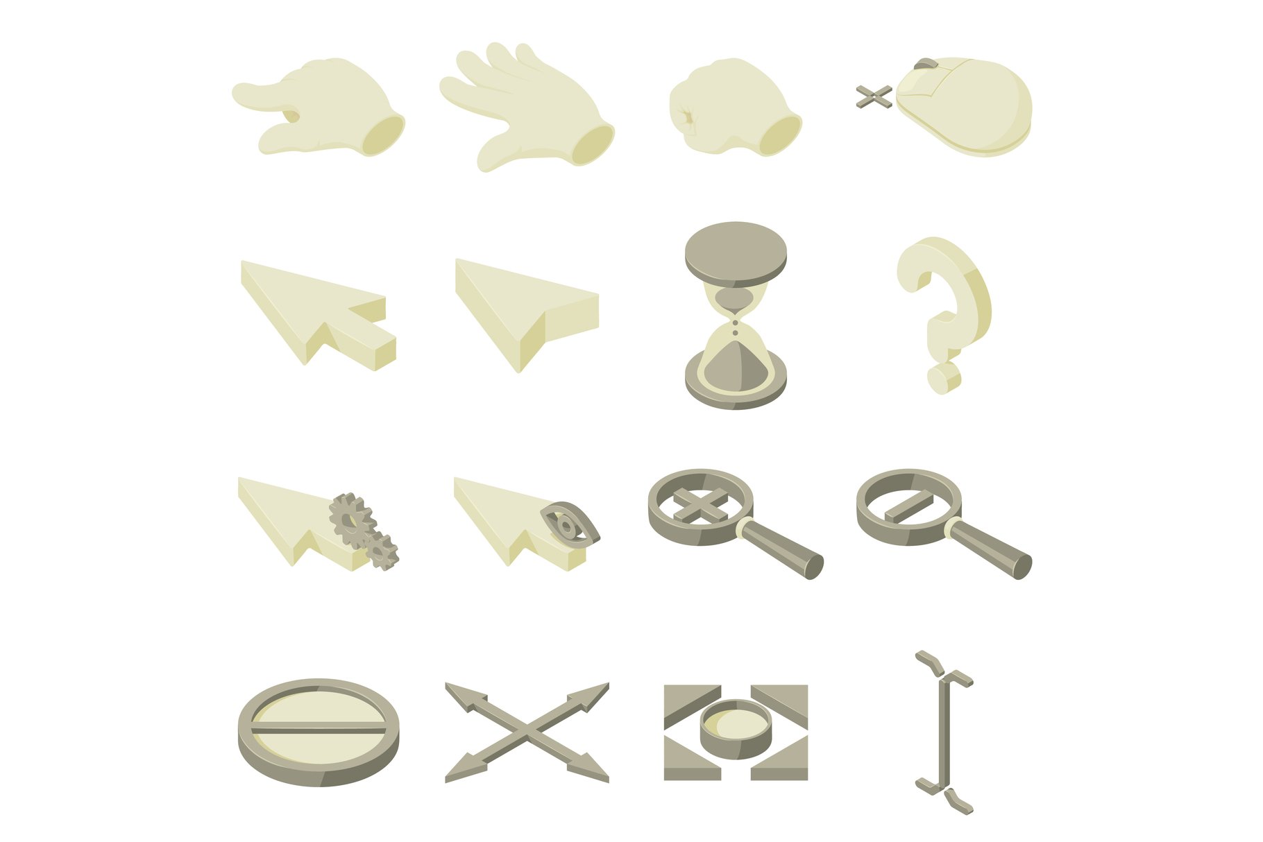 Cursor arrow hand icons set, isometric style (491308) | Icons | Design ...