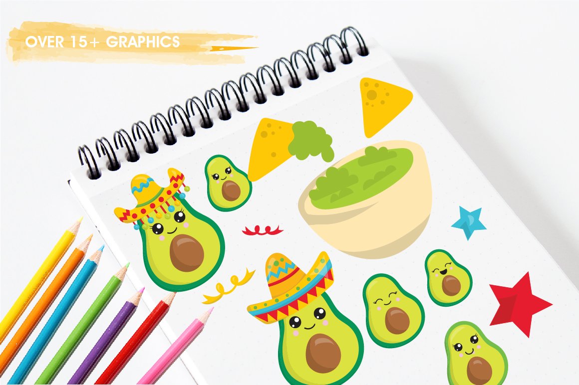 Avocado Fiesta graphics and illustrations