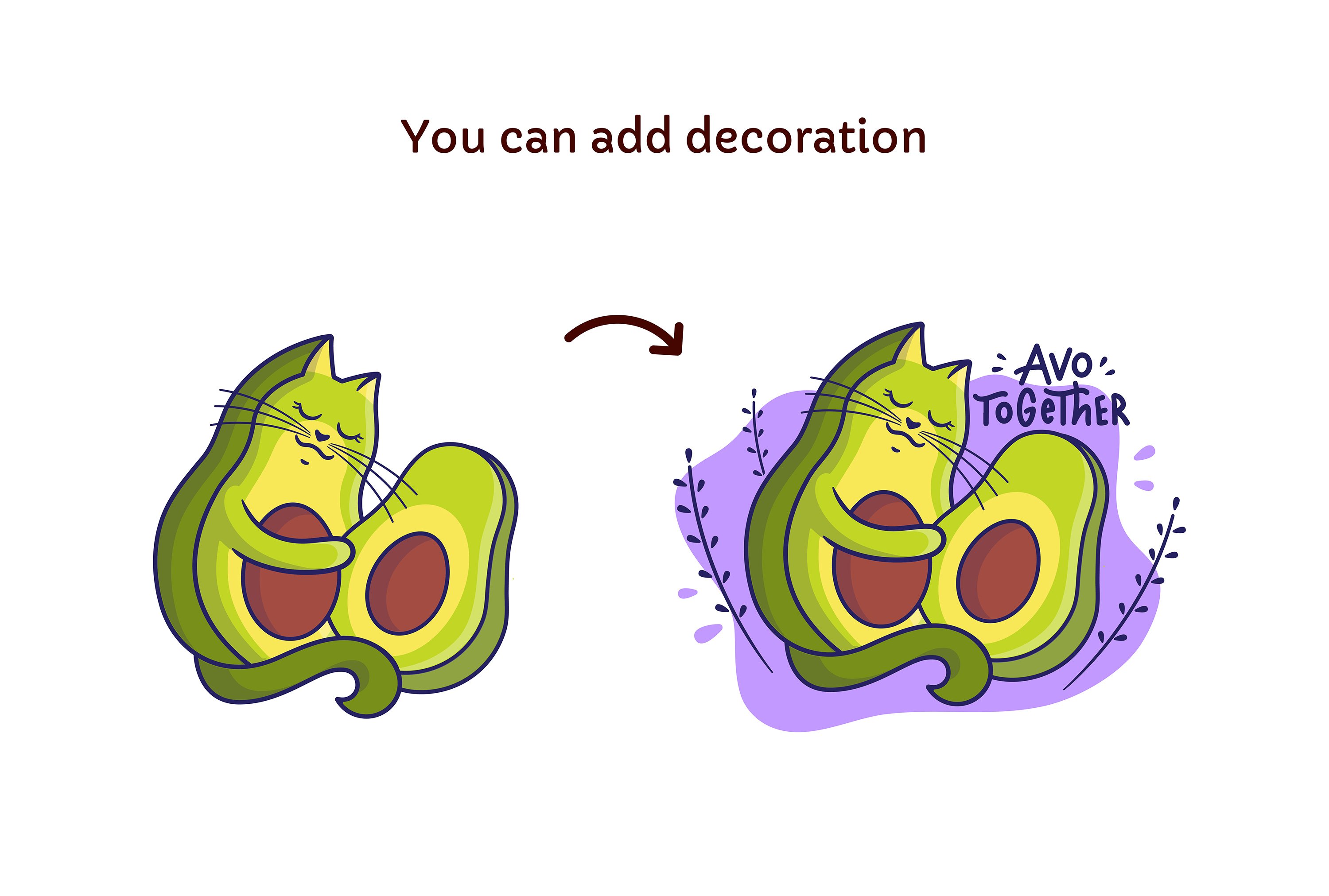 Set of avocado cats. Apparel designs (960233) | Illustrations | Design ...