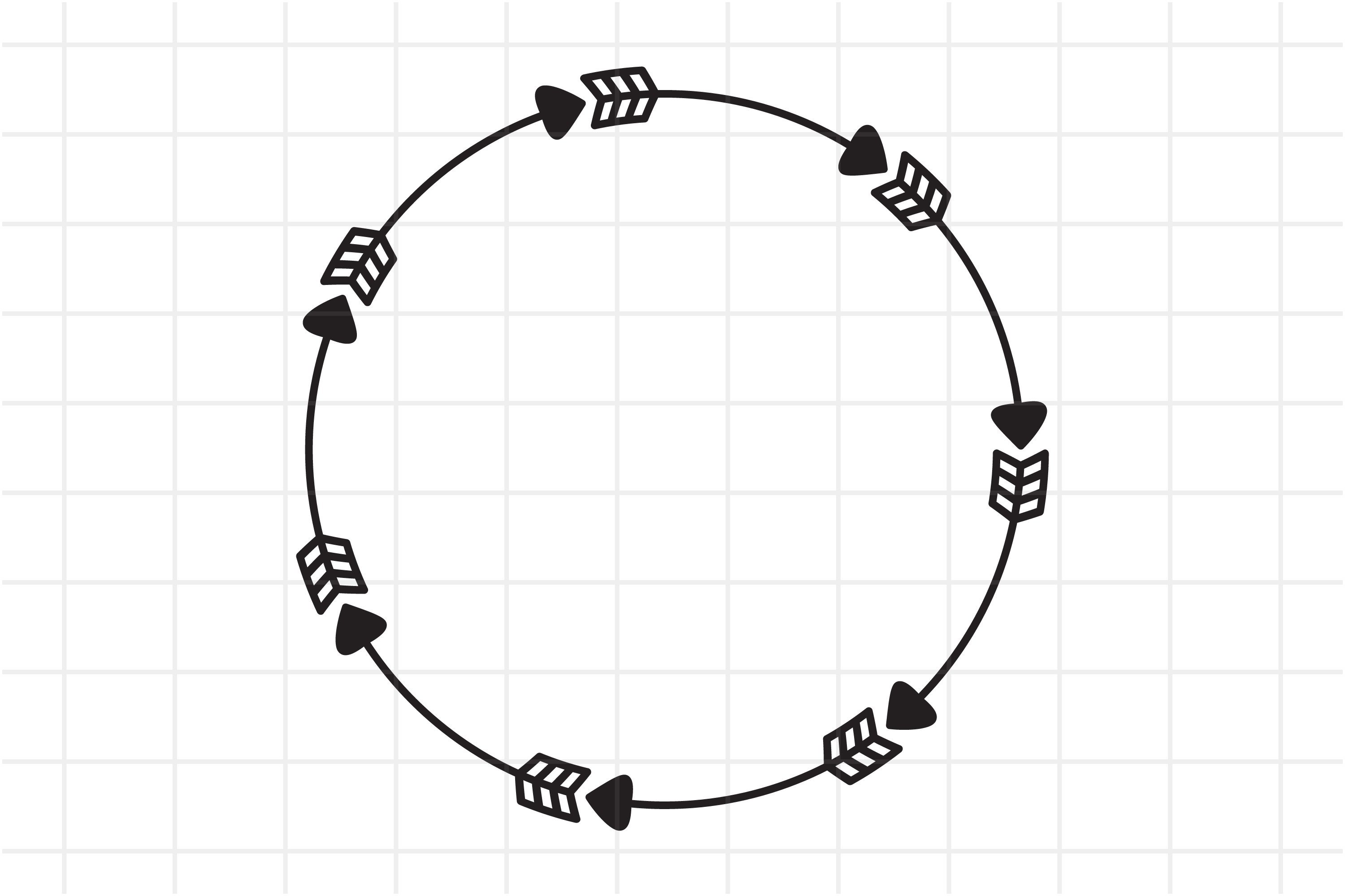 Circle Arrow Svg, Arrow monogram frame cut file. (691210) | Cut Files ...