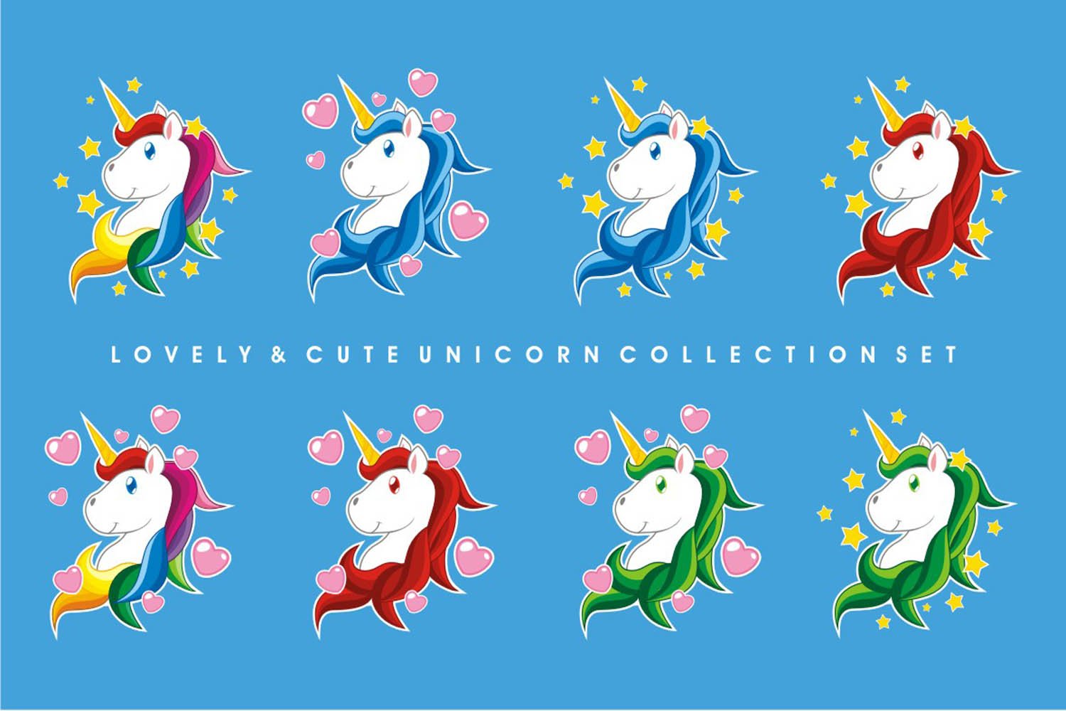 Lovely Cute Unicorn Collection Set (538625) | Illustrations | Design ...