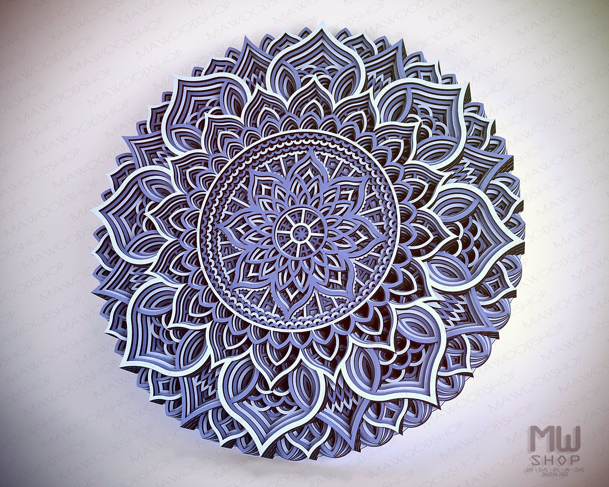 M159- Flower Mandala DXF file, Multilayer Mandala Pattern (1022624 ...