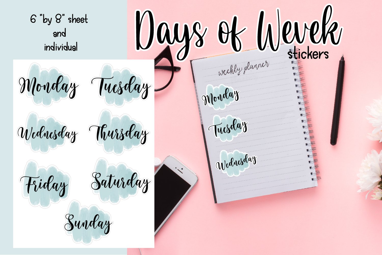 Watercolor week - Printable stickers