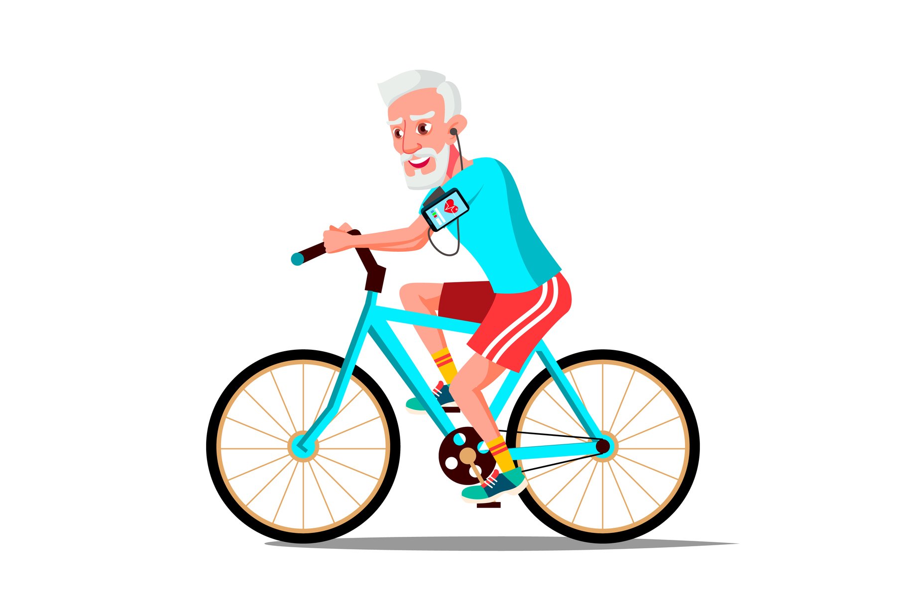 Old Man Riding On Bicycle Vector. Healthy Lifestyle. Bikes. (677722 ...