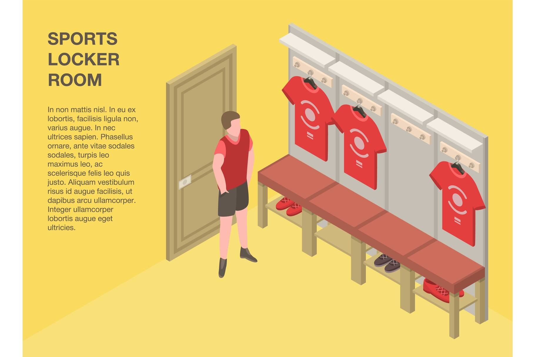 Sports locker room banner, isometric style (500473) | Icons | Design ...