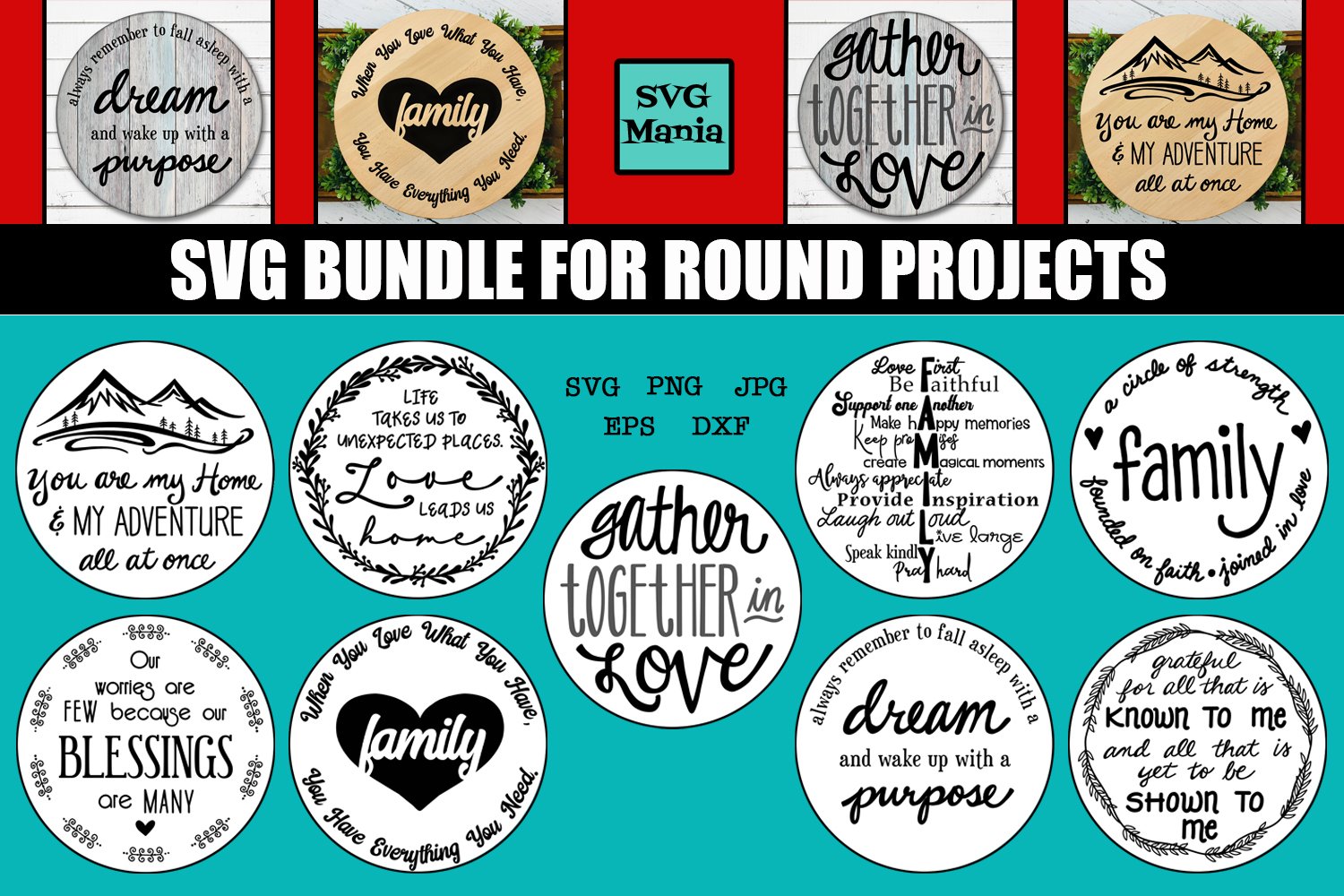 Round SVG File Bundle SVG Bundle For Signs Home Decor SVG 880766