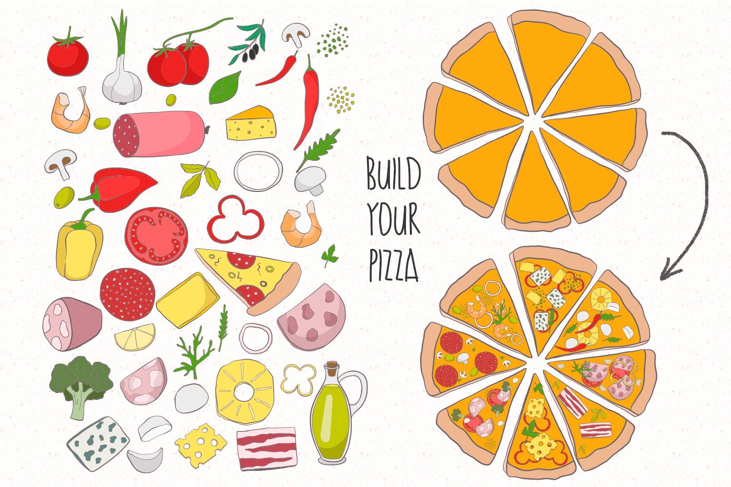 Pizza Ingredients Set