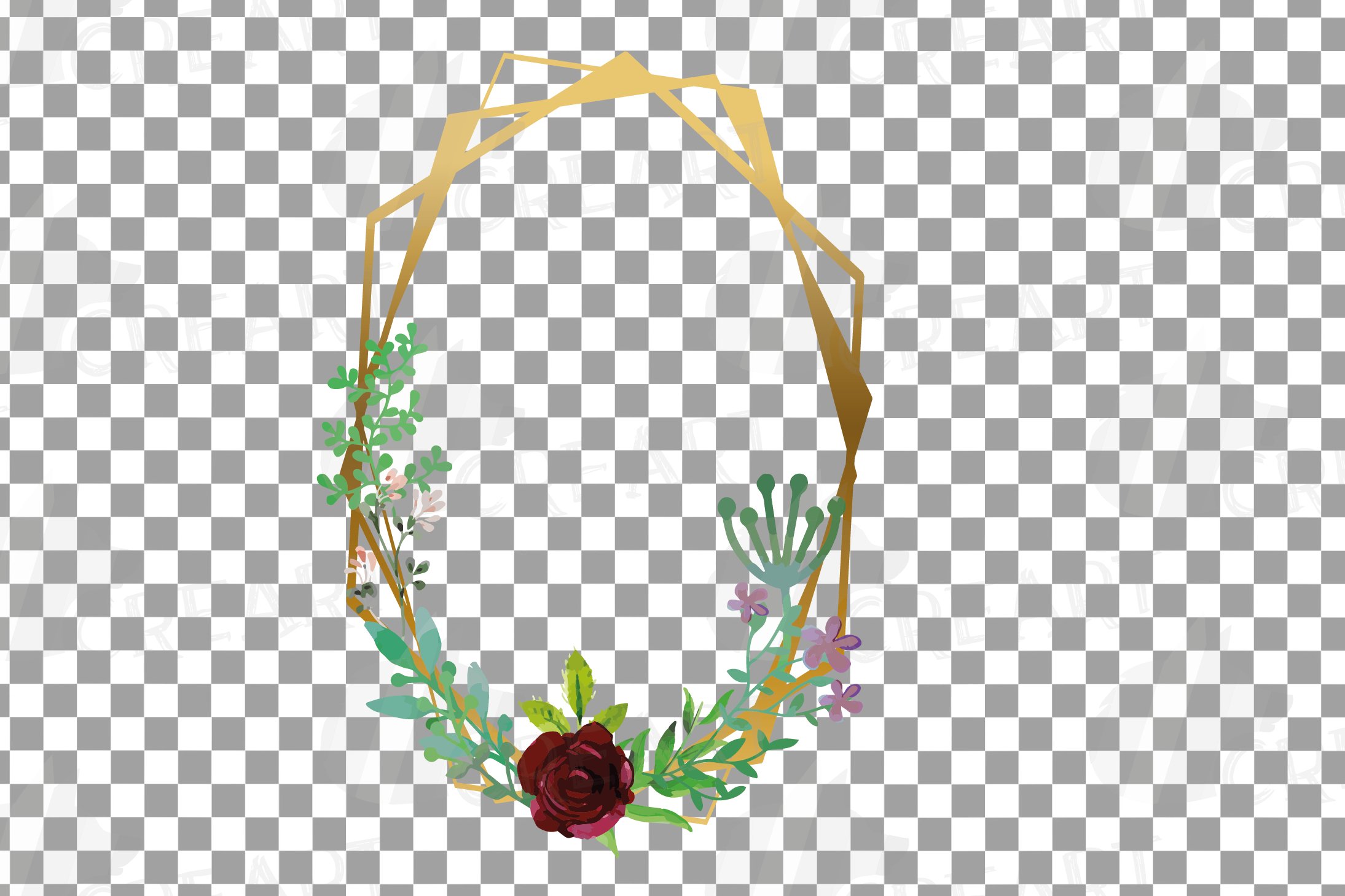 Floral watercolor spring & golden geometric frames clip art (232935 ...