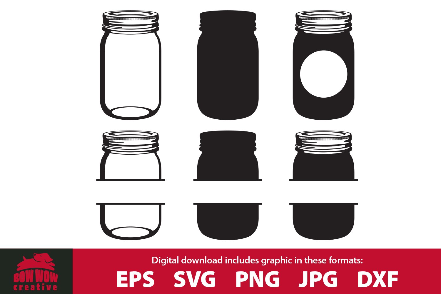 Canning Jar Silhouette Monogram Frame SVG Cutting File (636486) | Cut ...