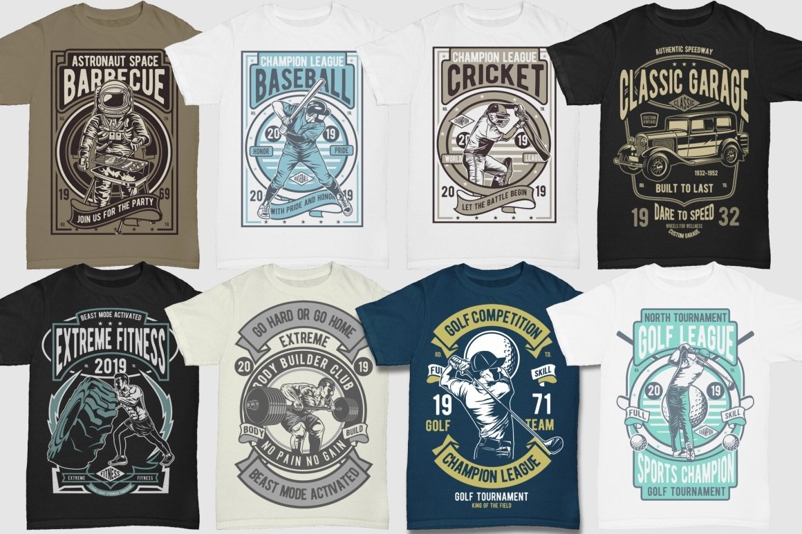 25 Retro Tshirt Designs Bundle 3 #2 (336744) | Illustrations | Design ...