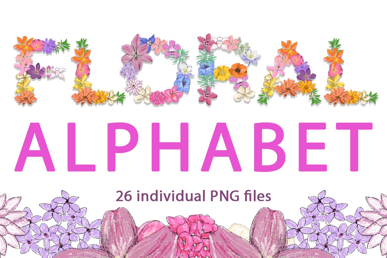 BEAUTIFUL FLORAL ALPHABET (1007349) | Illustrations | Design Bundles