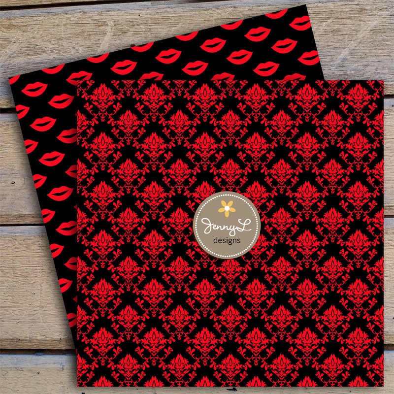 Sexy Red and Black Digital Papers, Lips Boudoir for Wedding (84531 ...