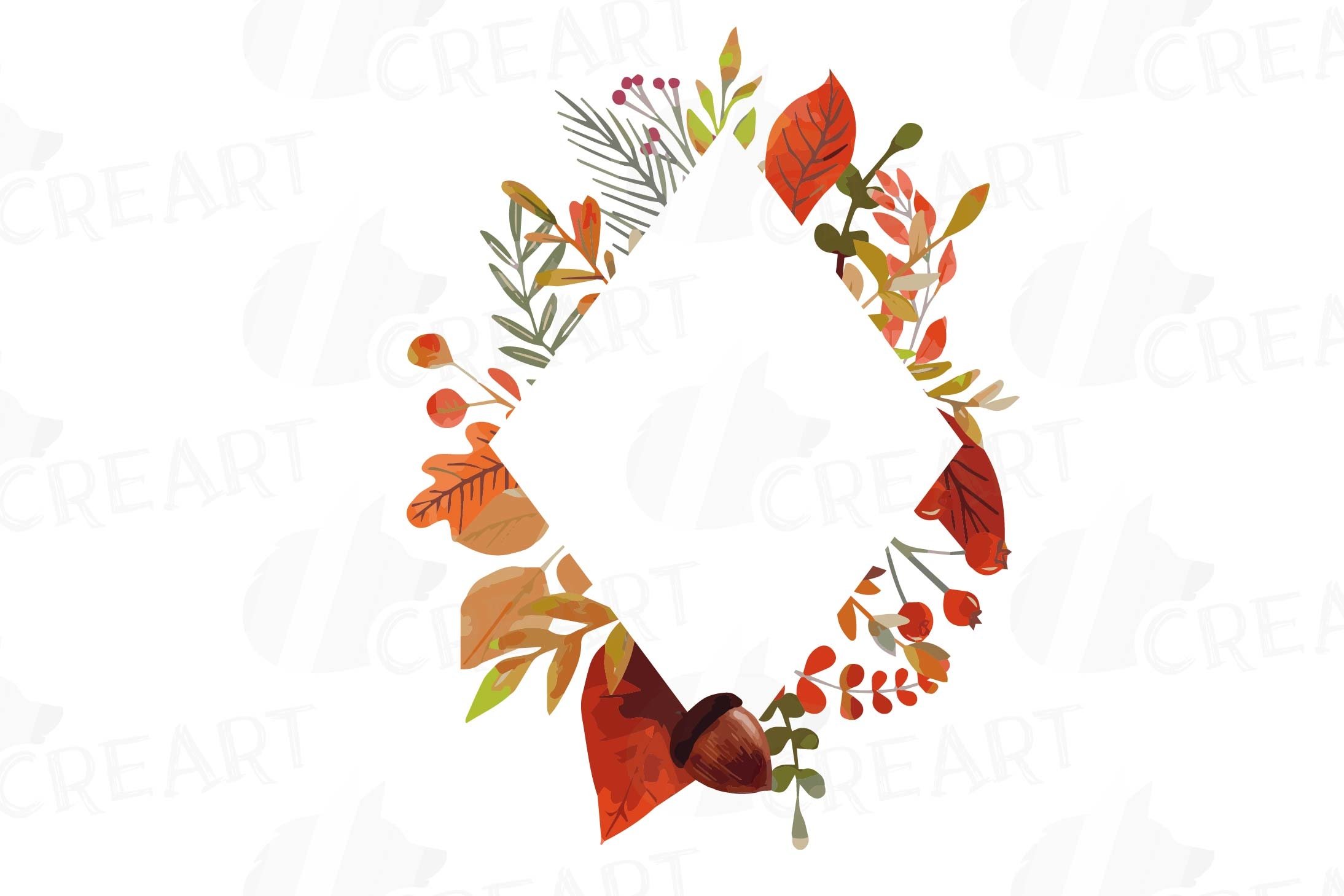 Autumn frames watercolor clip art pack, fall design borders (148460 ...