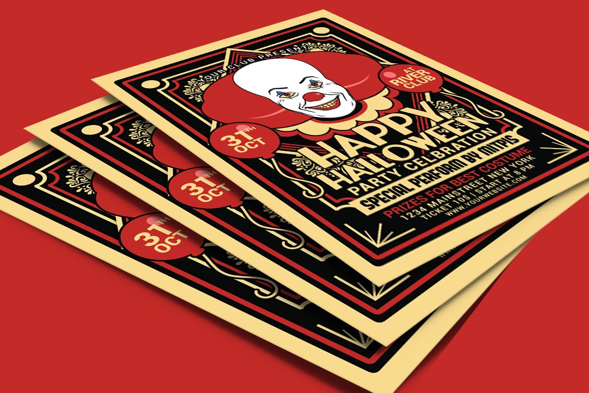 Halloween Party Clown Festival Flyer (65171) | Flyers | Design Bundles