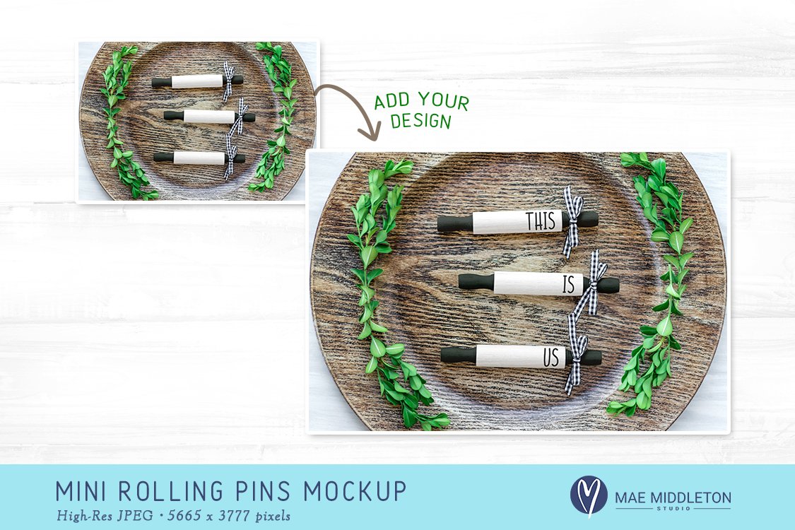 Mini Rolling Pins mockups | 2 styled photos (643094) | Decorative ...