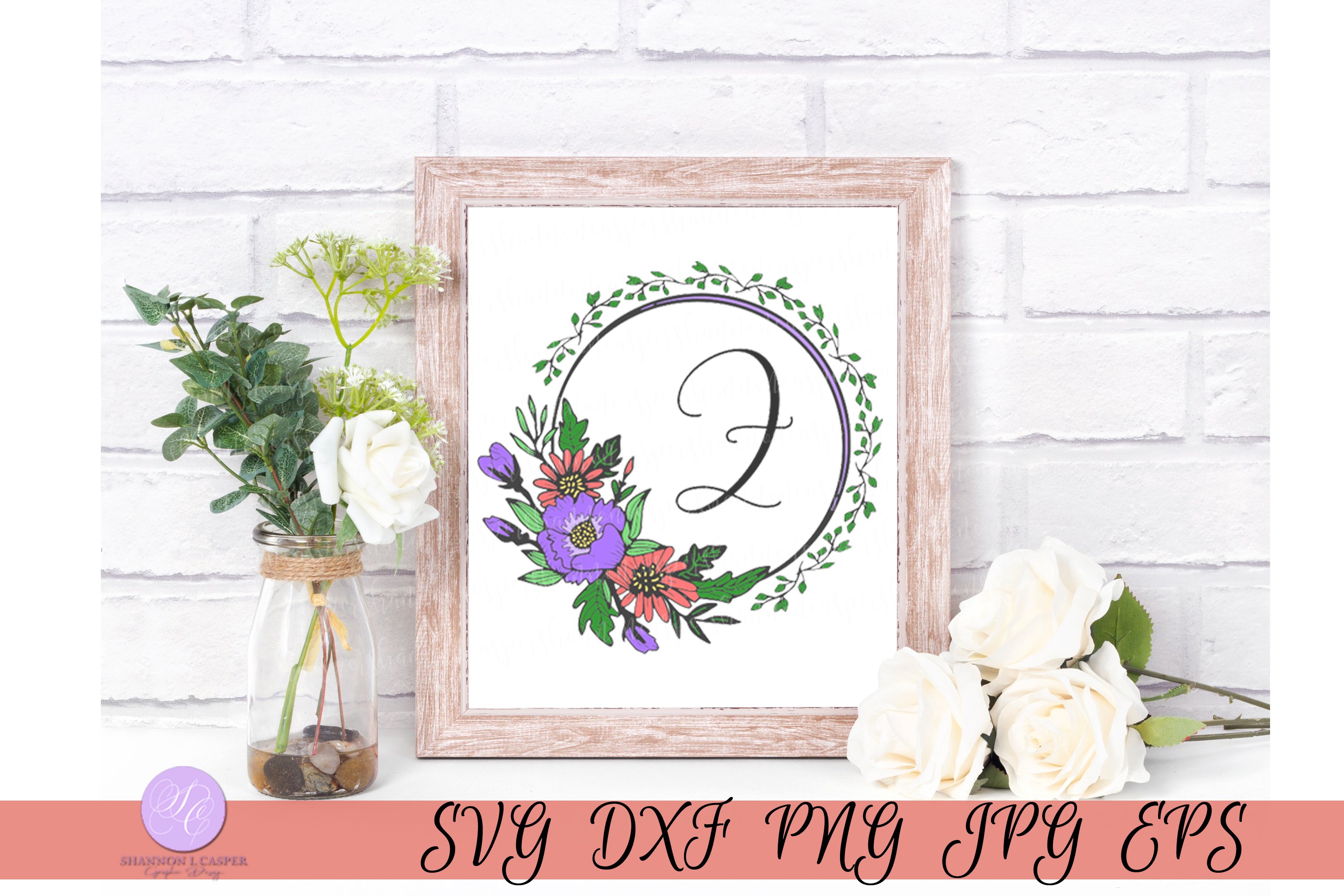 Script Monogram|Floral Wreath (437204) | Illustrations | Design Bundles