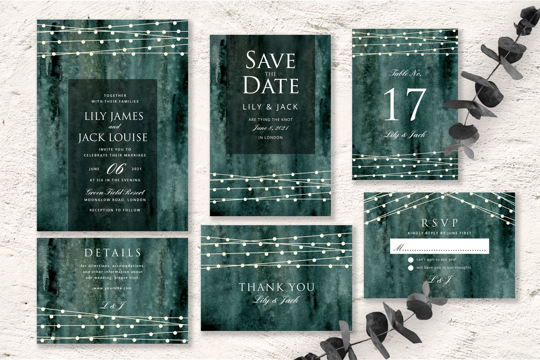 String Lights Wedding Invitation Set