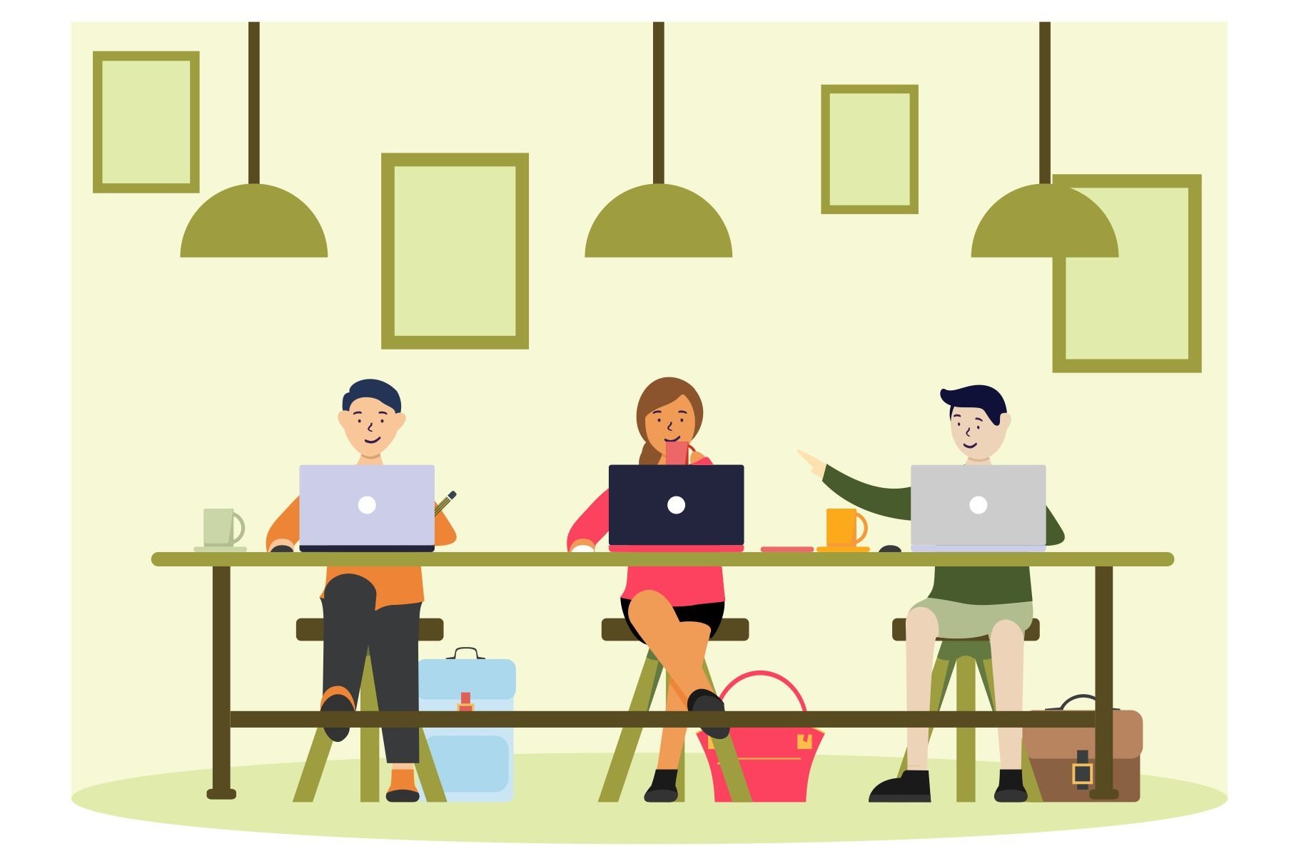 Vector Illustration Coworking flat illustration